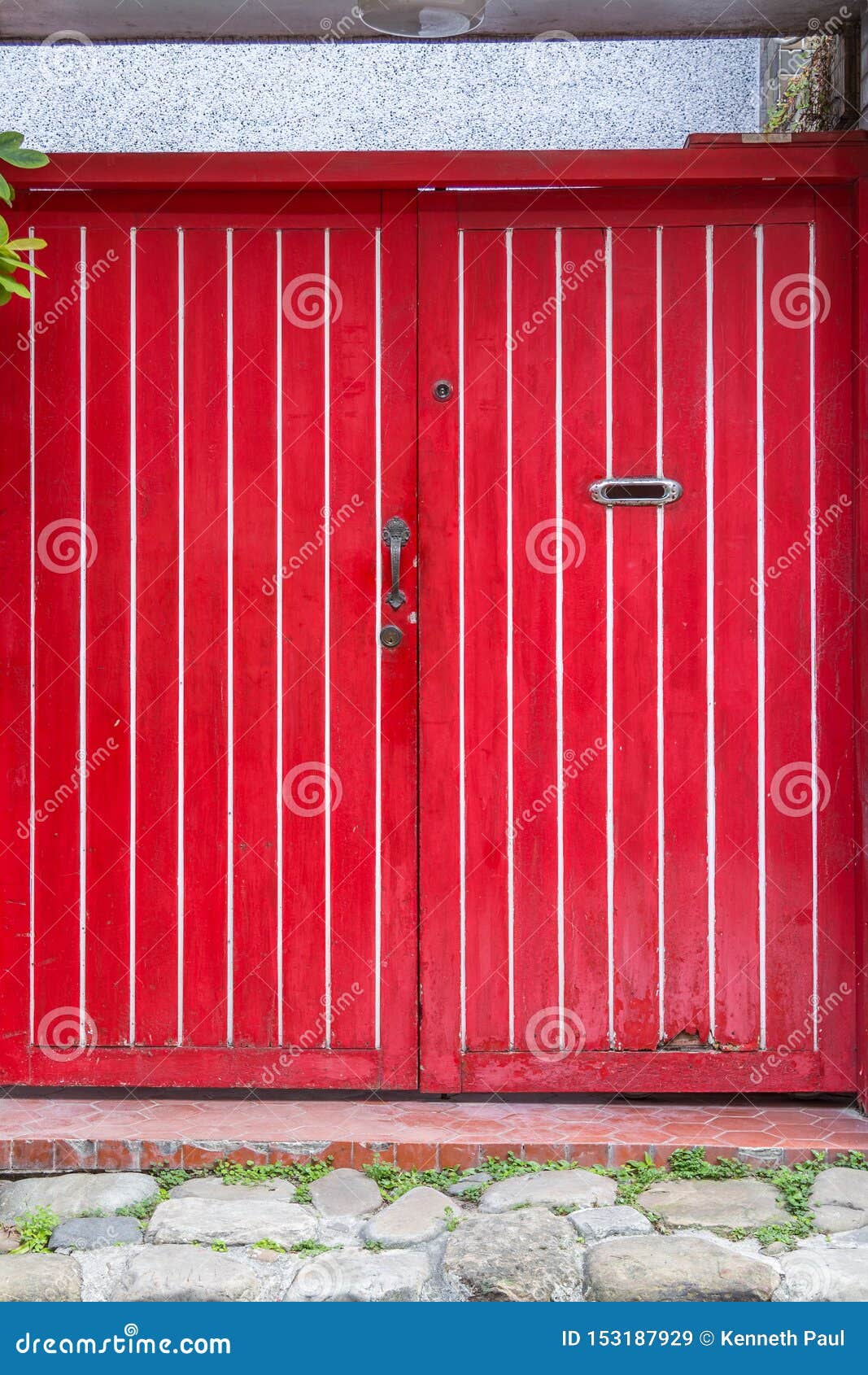 Red Wooden Panel Double Doors Stock Image - Image of exterior, house ...