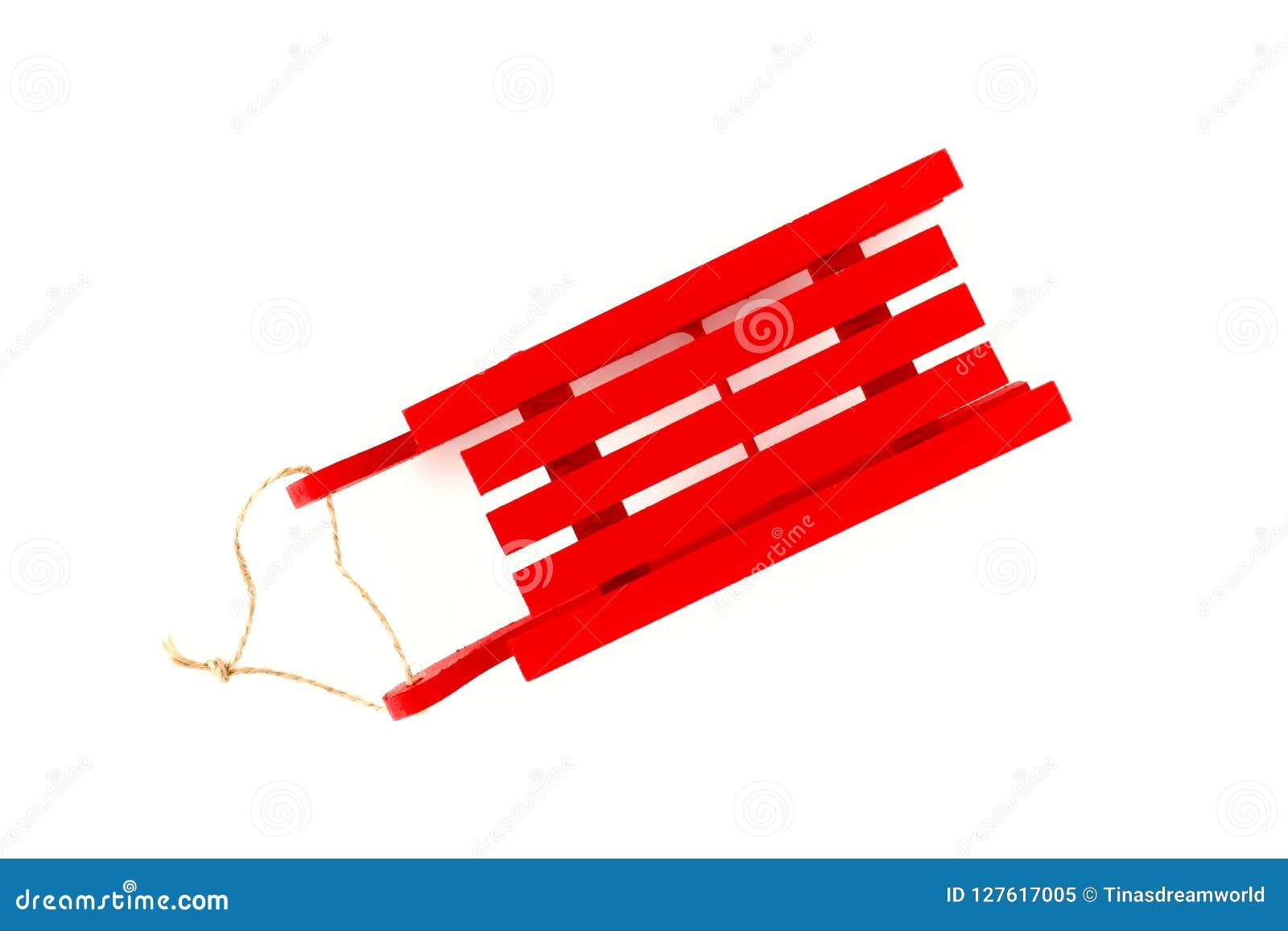Red Wooden Sledge on White stock image. Image of isolated - 127617005