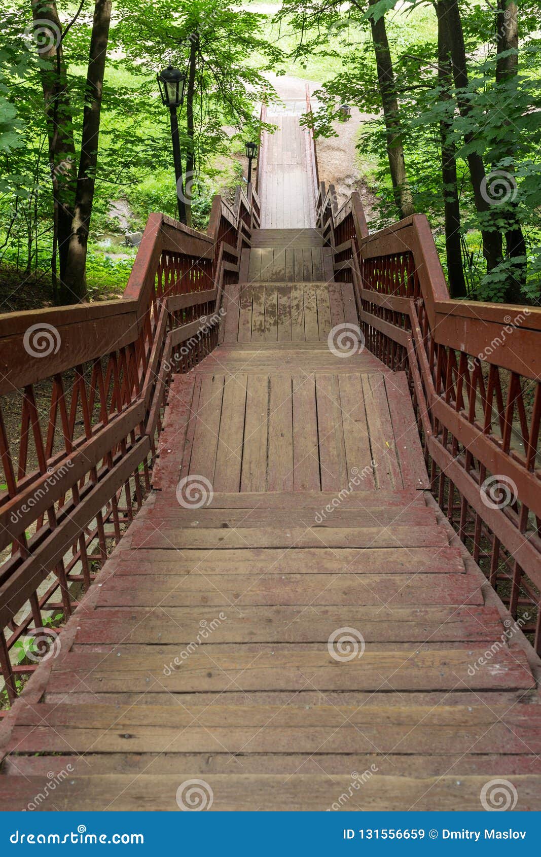 Red wooden staircase stock image. Image of foliage, leaf - 131556659
