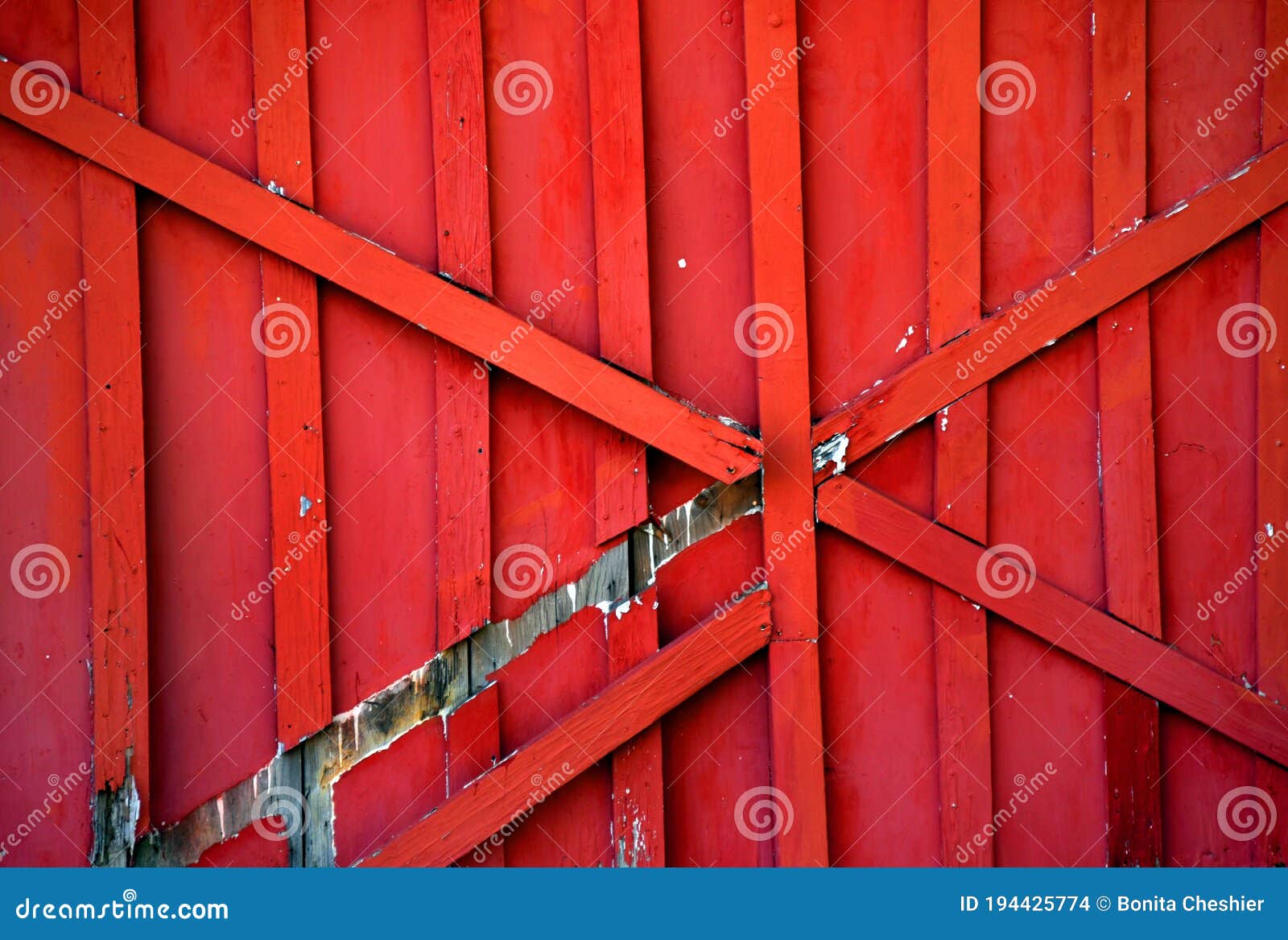 Red Wooden Wall with Damage Stock Photo - Image of wooden, rough: 194425774