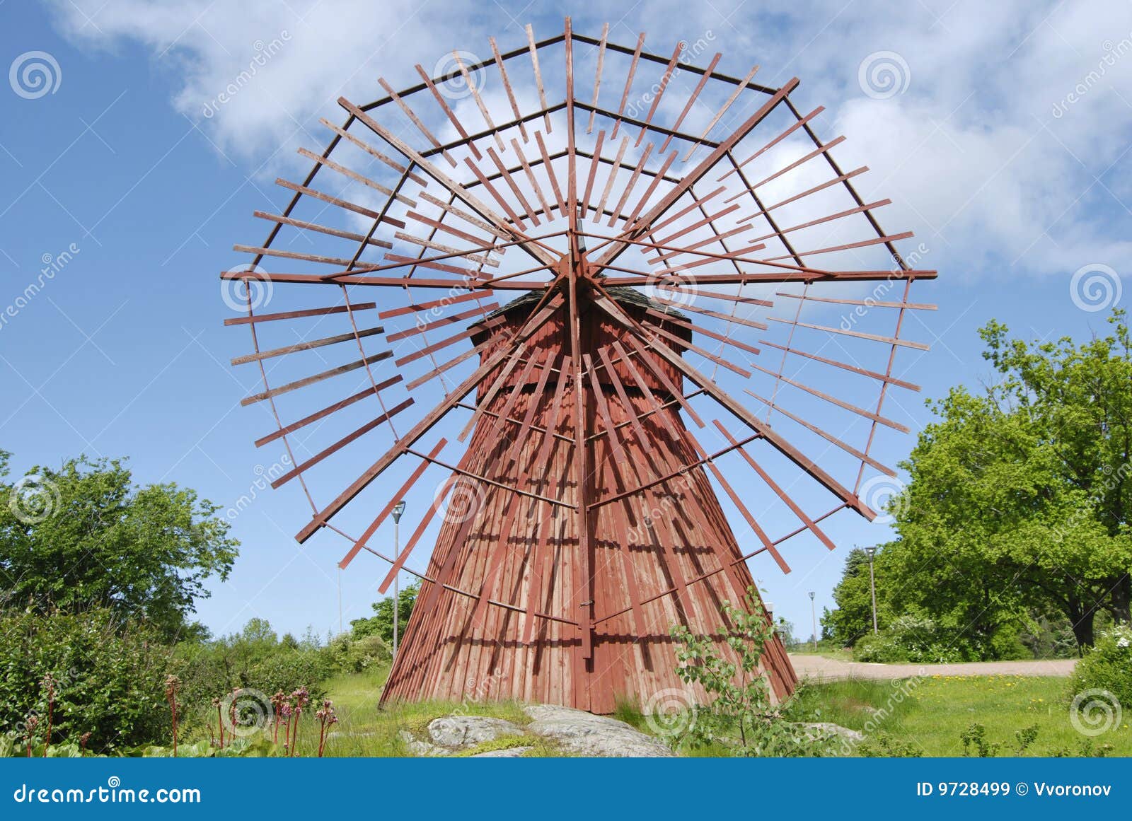 Red Wooden Windmill stock image. Image of traditional - 9728499