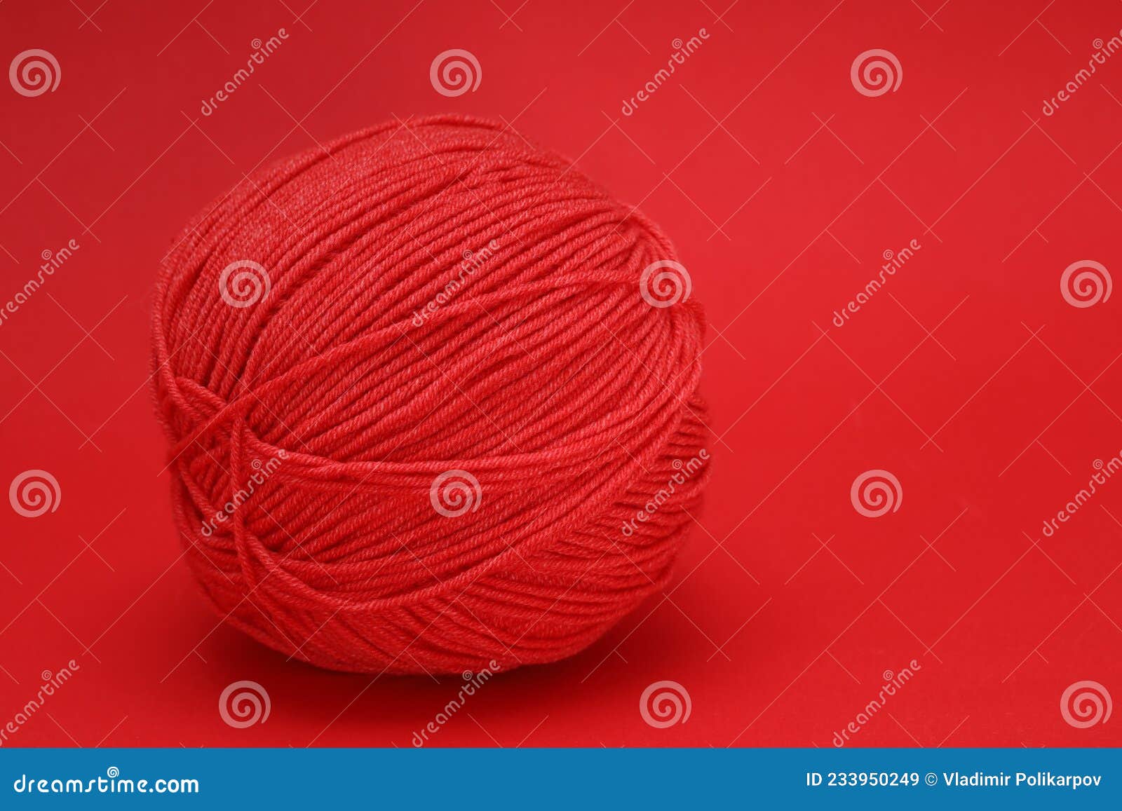 Red Wool Ball on Red Background Stock Image - Image of woven, hobby ...