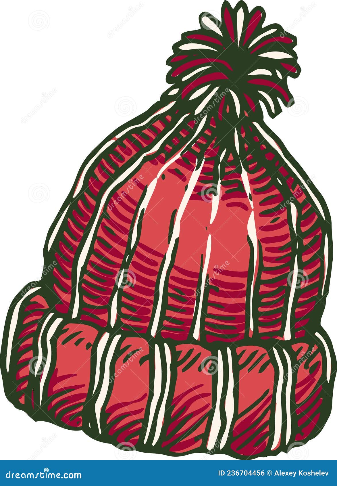 Red Wool Knitted Hat stock vector. Illustration of accessory - 236704456