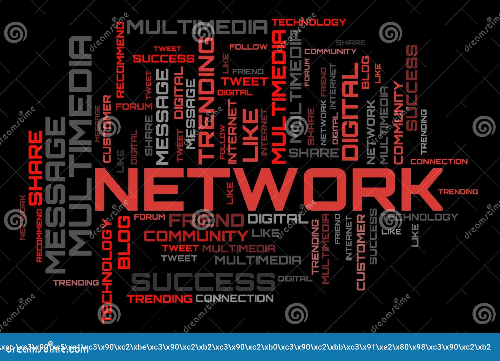 Red Word Collage Background. Network Word Cloud Concept Stock ...