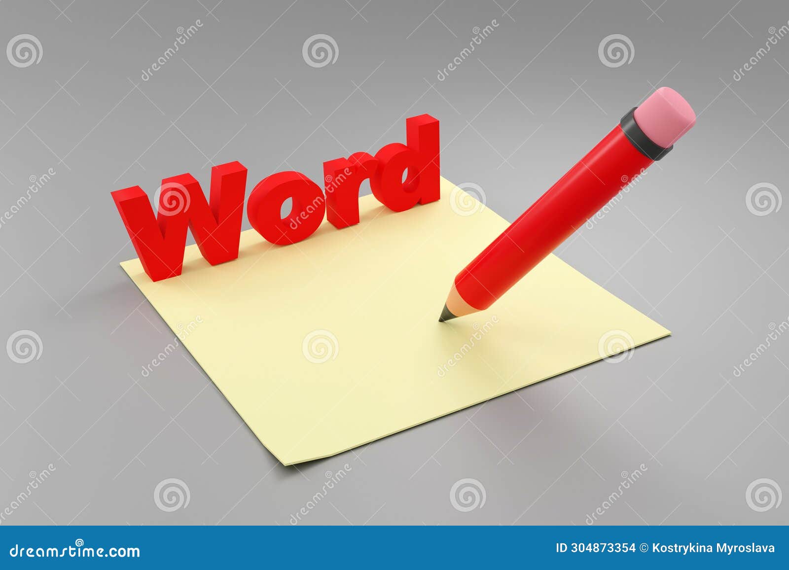 Red Word, a 3D Illustration of the Word Word in Red Letters with Pencil ...