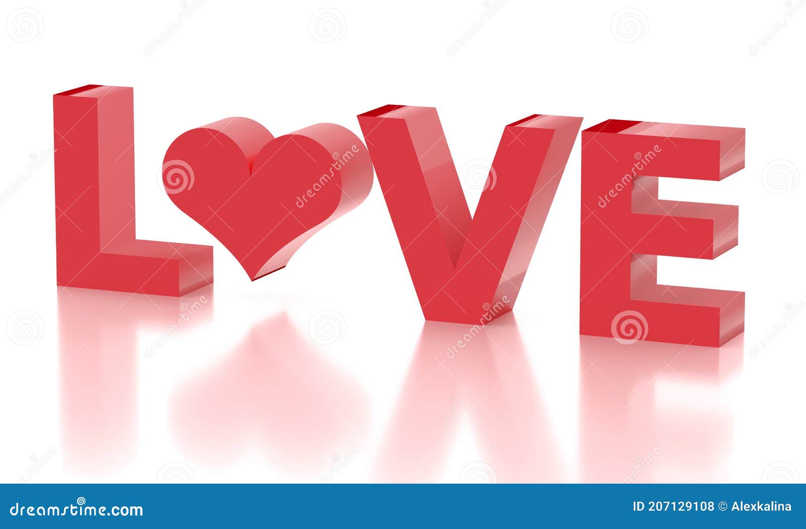 Red Word LOVE with Heart Isolated on White Stock Illustration ...