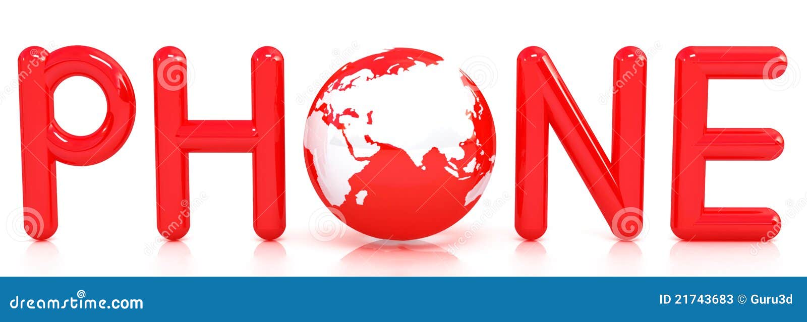 Red Word PHONE with 3D Globe Stock Illustration - Illustration of ...