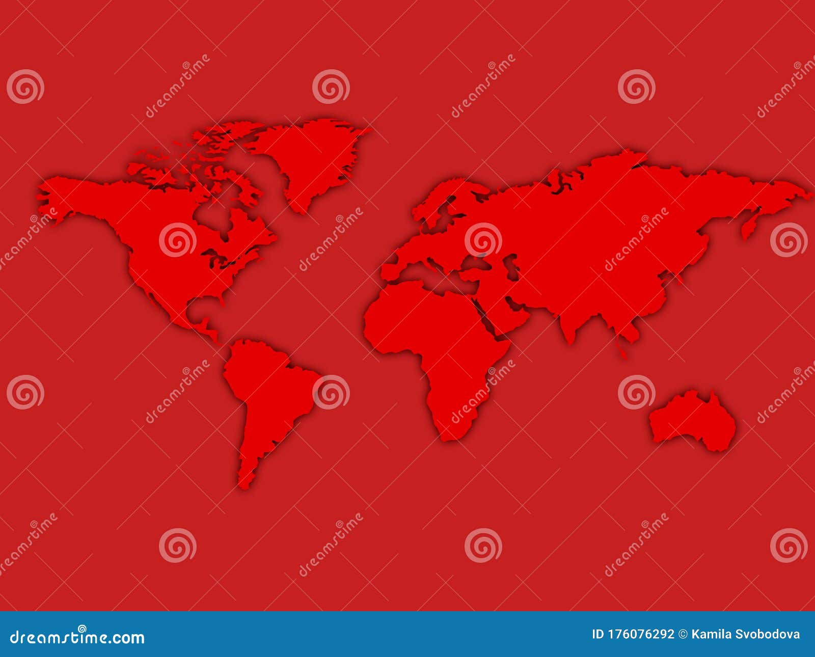 Red World Map on Red Background Stock Illustration - Illustration of ...