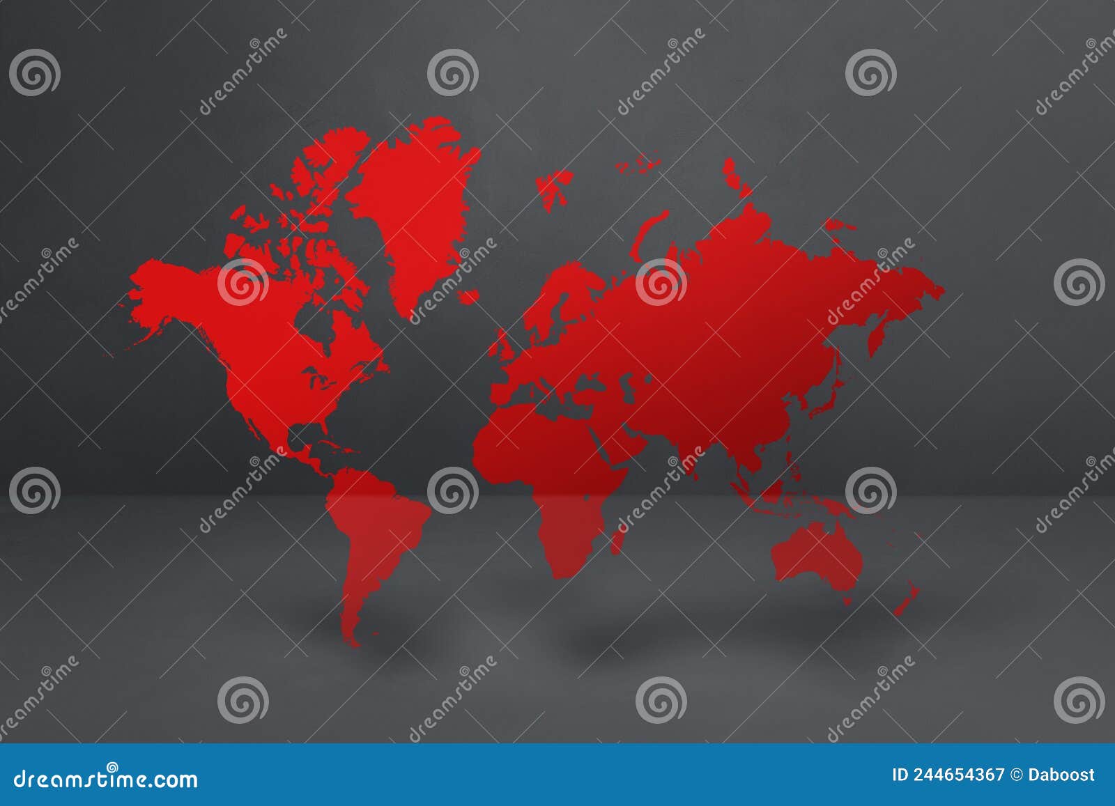 Red World Map on Black Concrete Wall Background. 3D Illustration Stock ...