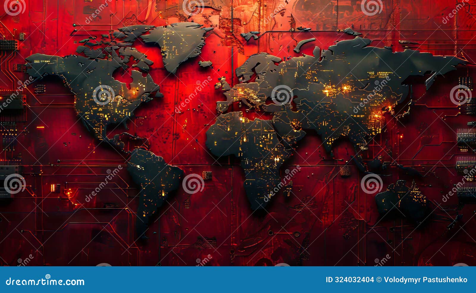 A Red World Map with a Dark Background Stock Photo - Image of world ...