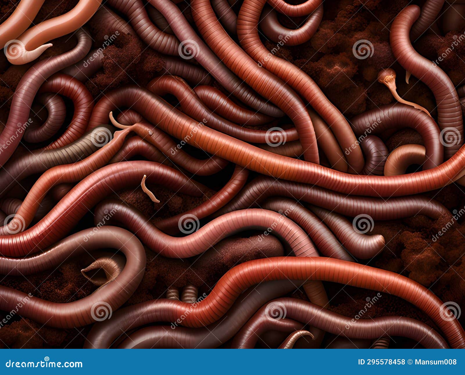 Red Worms in the Forest, Close - Up Stock Illustration - Illustration ...