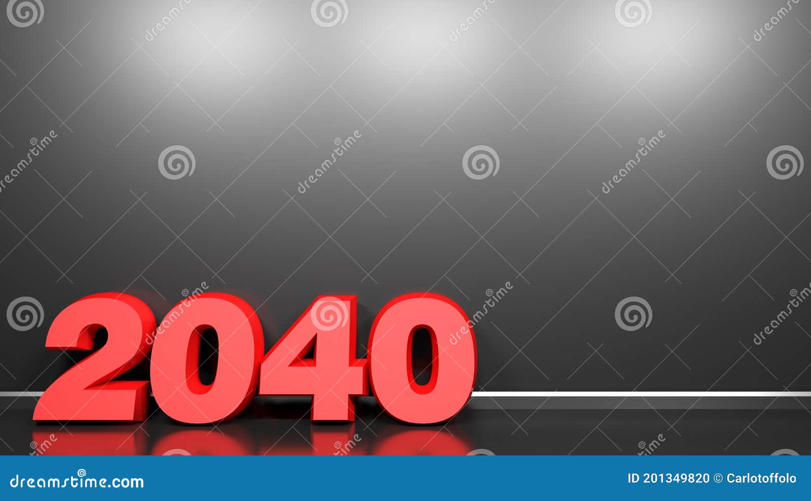 2040 Red Write at Black Glossy Wall Background - 3D Rendering ...