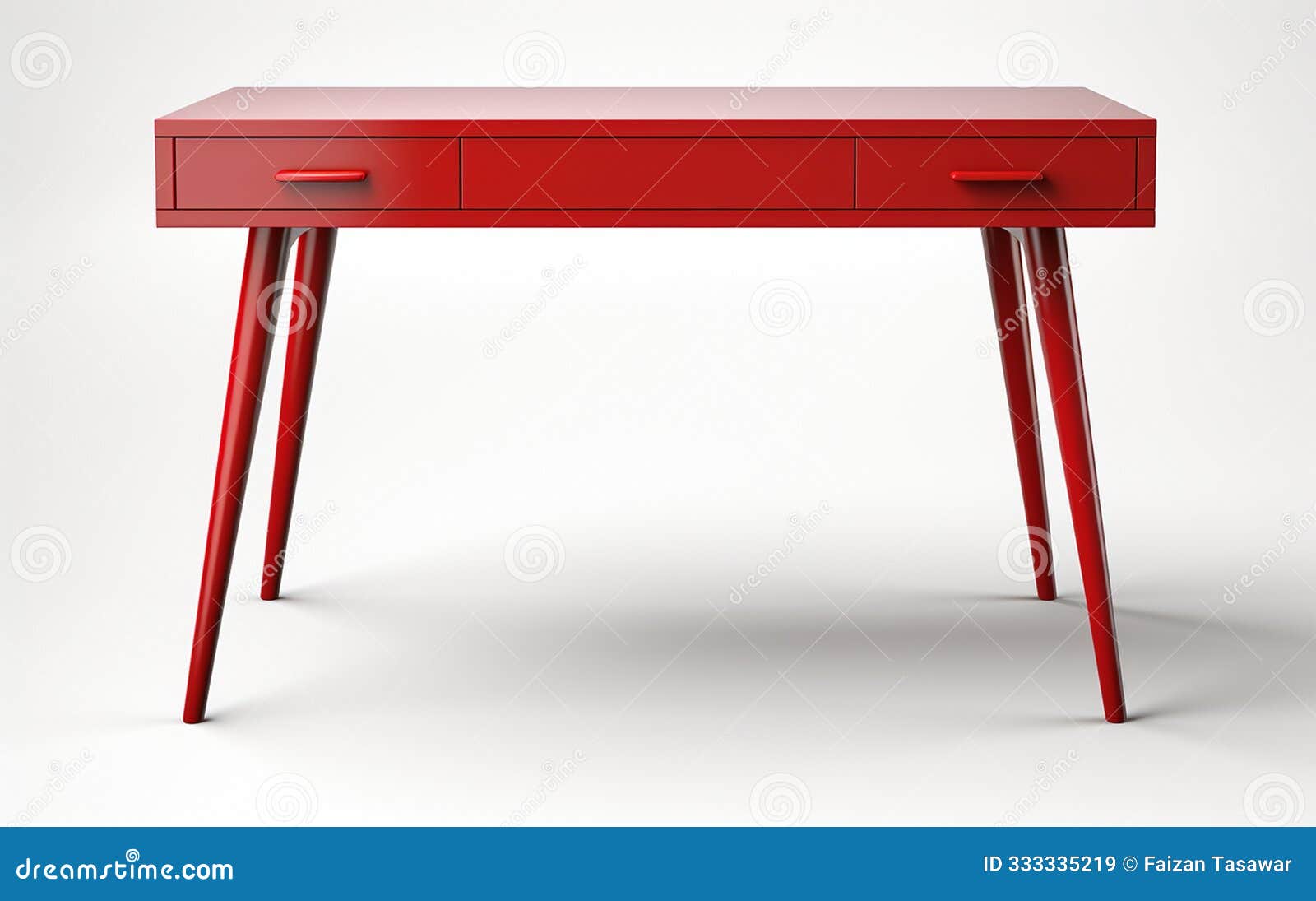 Red Writing Desk White Background -Generative Ai Stock Illustration ...