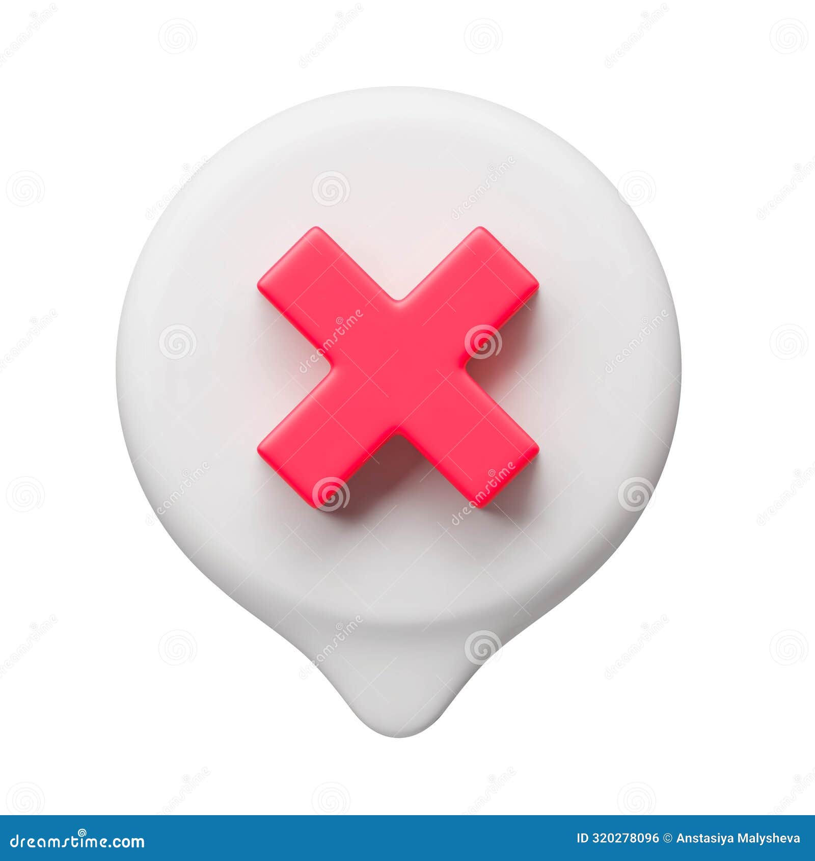 Red Wrong Check Mark Sign in White Speech Bubble 3d Realistic Stock ...