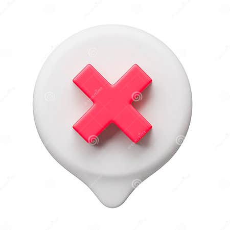 Red Wrong Check Mark Sign in White Speech Bubble 3d Realistic Stock ...