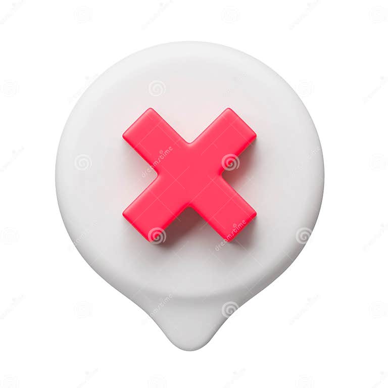 Red Wrong Check Mark Sign in White Speech Bubble 3d Realistic Stock ...