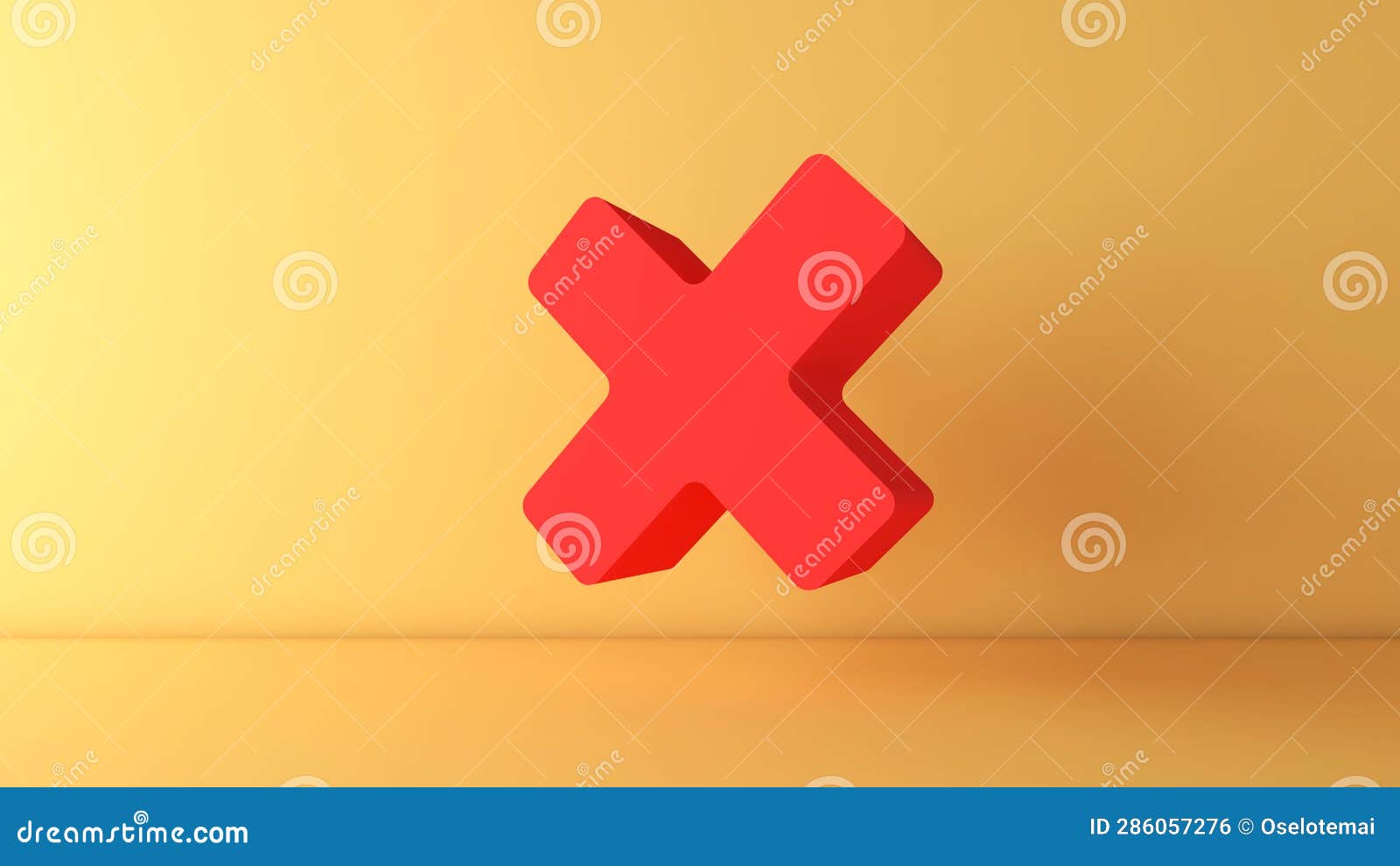 Red Wrong Mark on a Yellow Background ,fault Notification Warning,3d ...