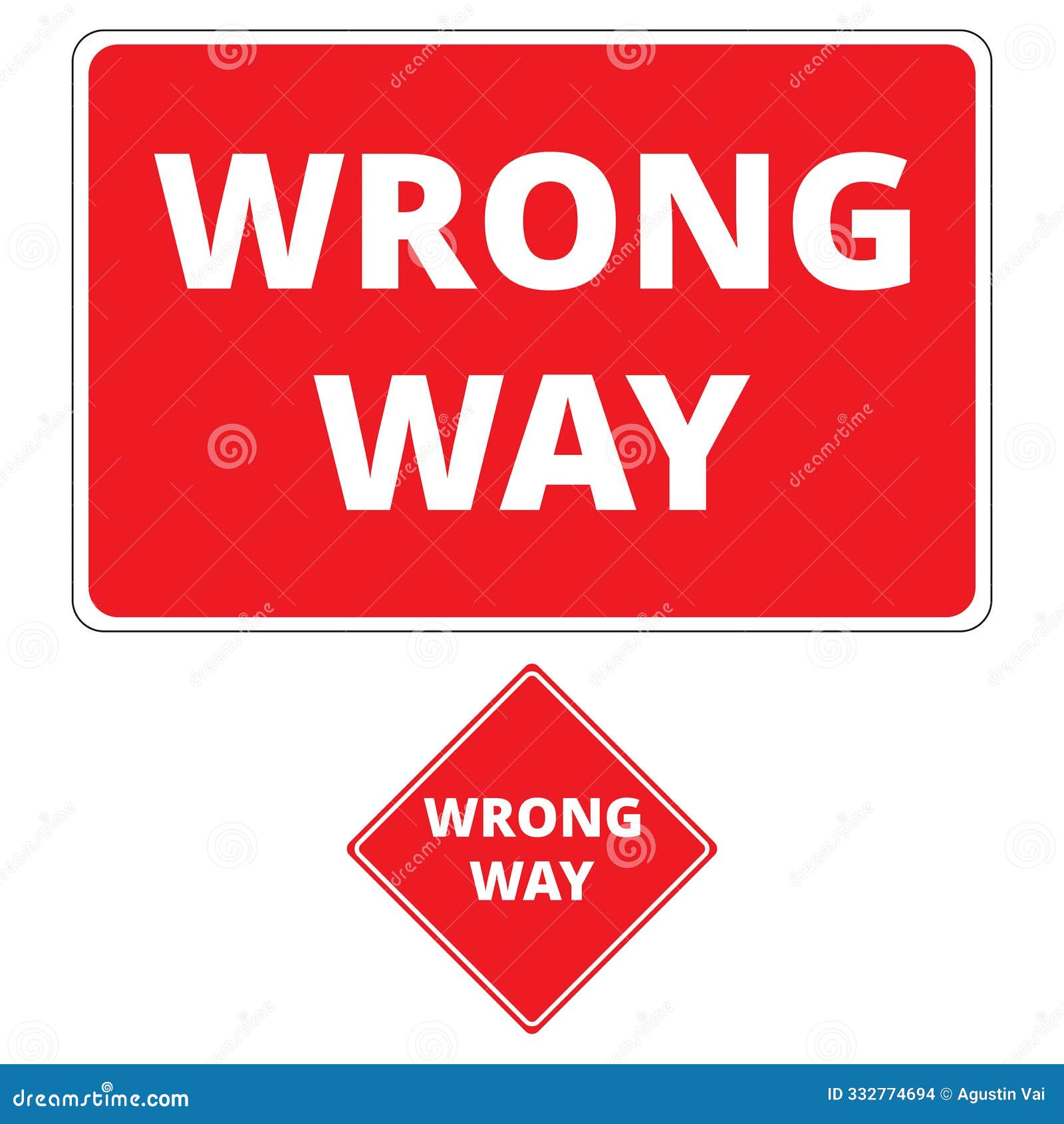 Red Wrong Way Banners on a White Background Stock Vector - Illustration ...