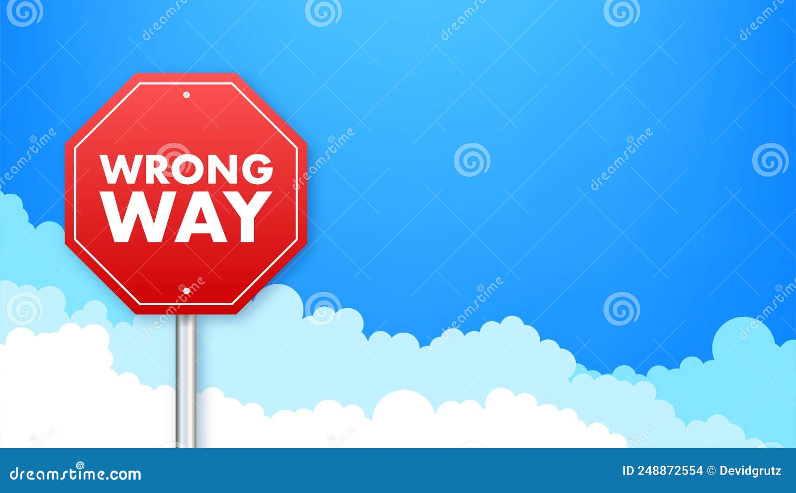Red Wrong Way. Cartoon Flat Vector Illustration Stock Vector ...