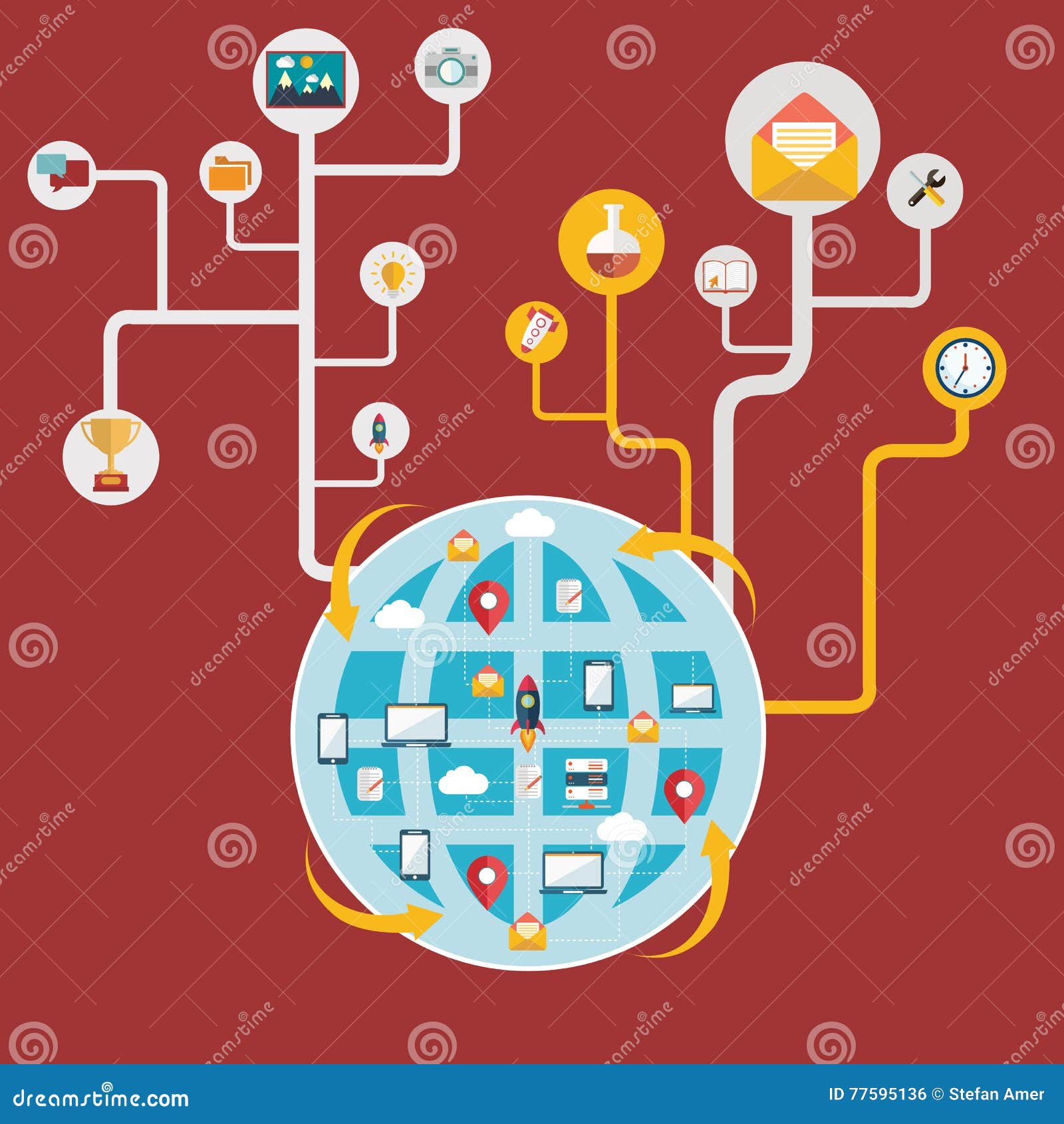 Red Y Comunicación Global, Conectando El Mundo Ilustración del Vector ...