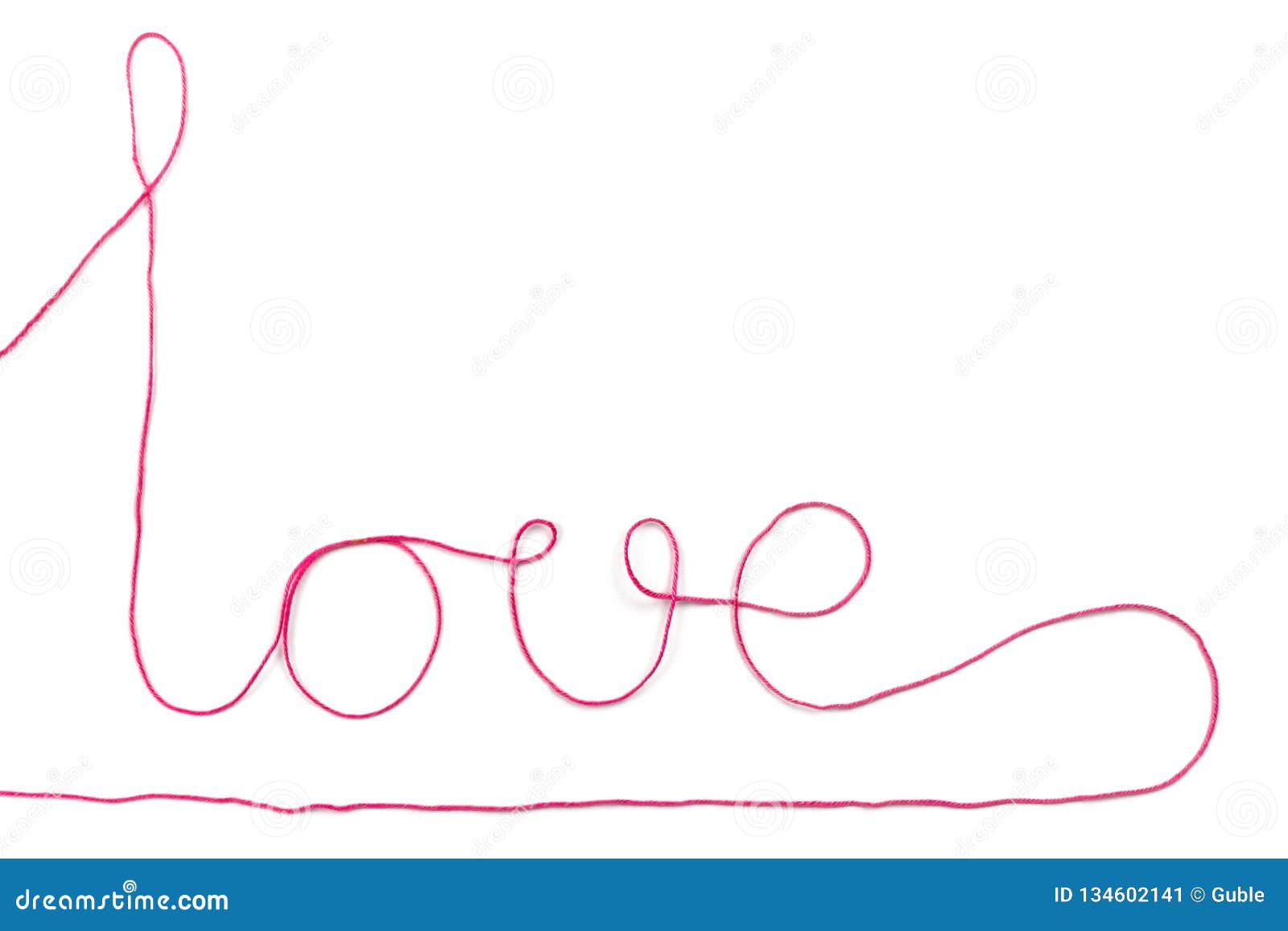 Red Yarn in the Shape of a Word Love. Isolated on White Background ... Red Yarn in the Shape of a Word Love. Isolated on White Background ...