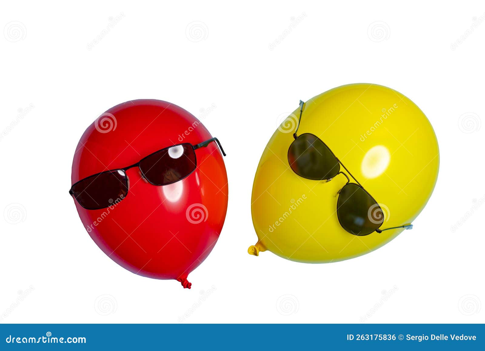 Red and Yellow Balloons with Sunglasses Stock Photo - Image of balloon ...