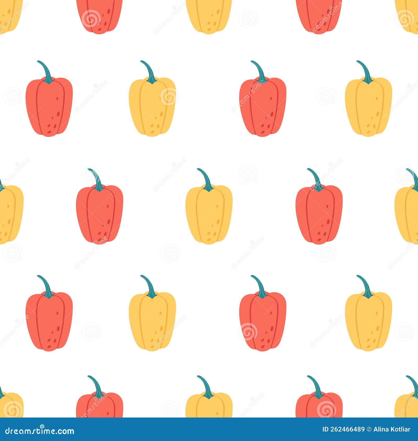 Red and Yellow Bell Peppers Seamless Pattern. Vegetable Seamless ...
