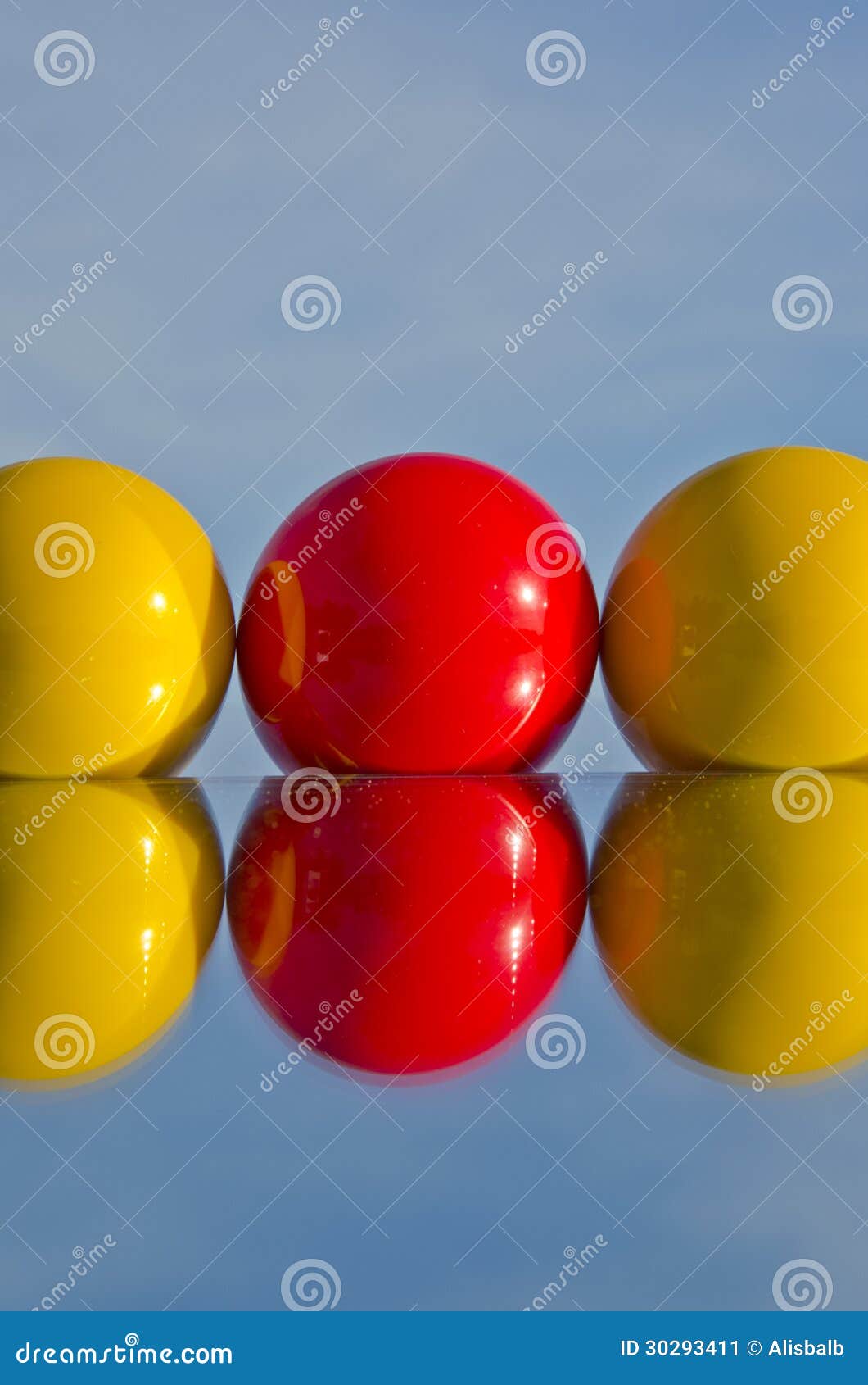 Red and Yellow Billiards Balls on Mirror Stock Image - Image of ...