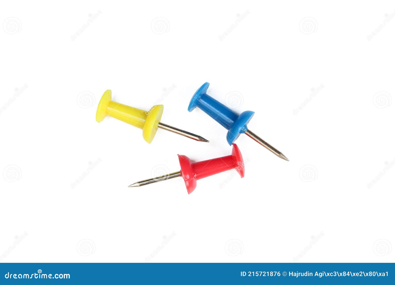 Red,yellow and Blue Push Pin Isolated on White Background Stock Photo ...