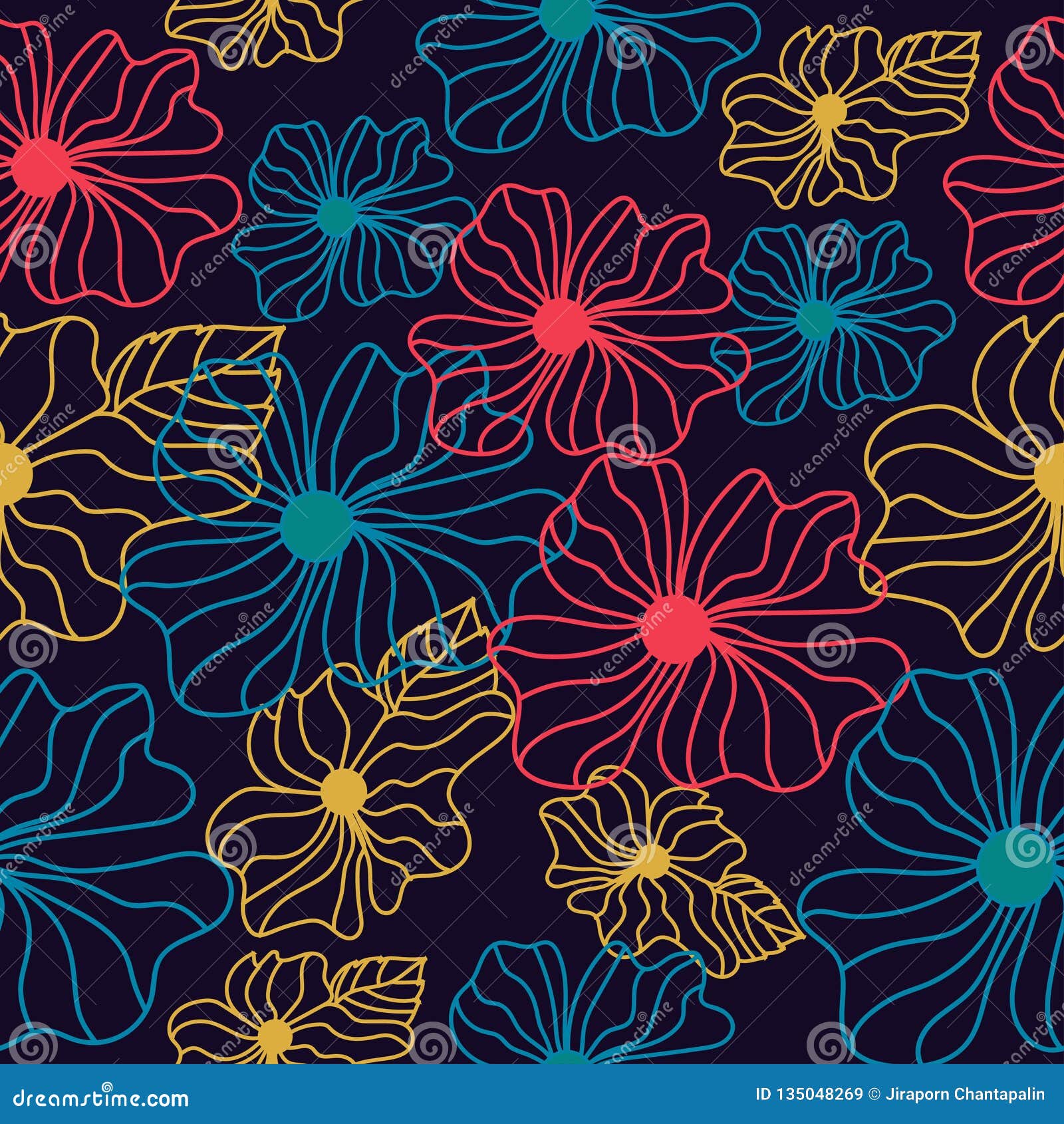 Red,yellow and Blue Seamless Pattern Stock Vector - Illustration of ...