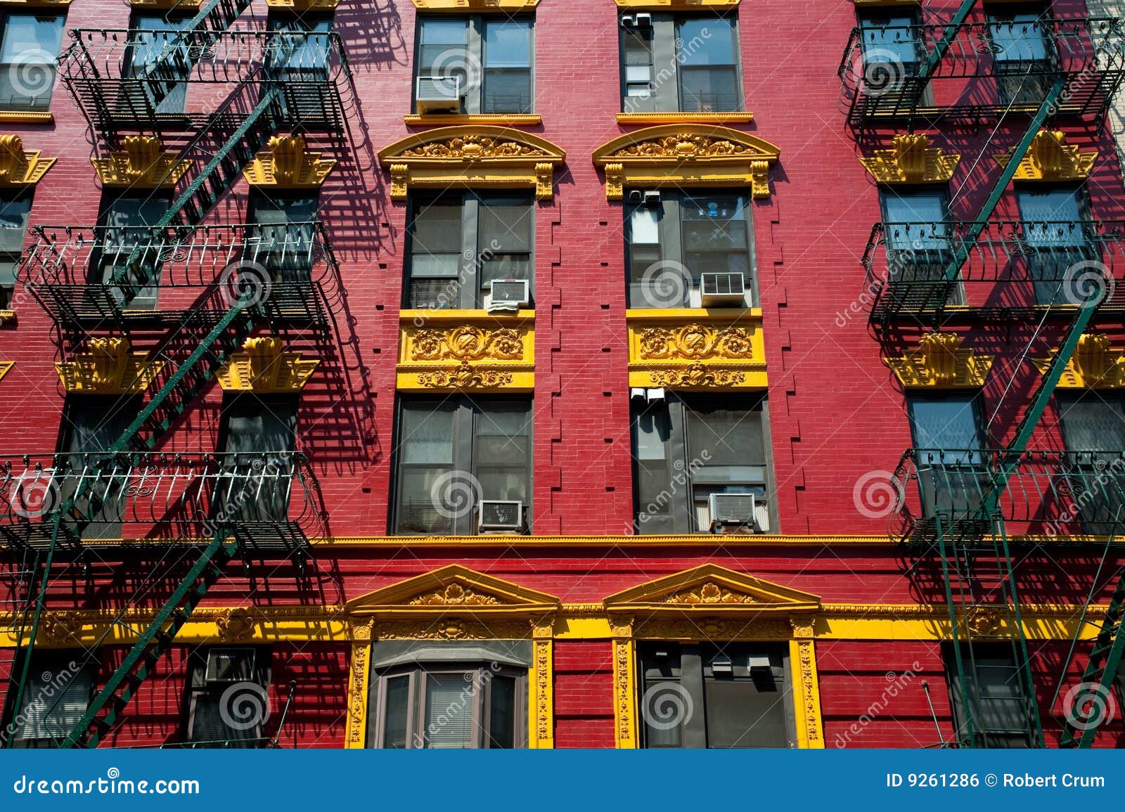 Red and Yellow Brick Apartment Stock Photo - Image of detail, city: 9261286