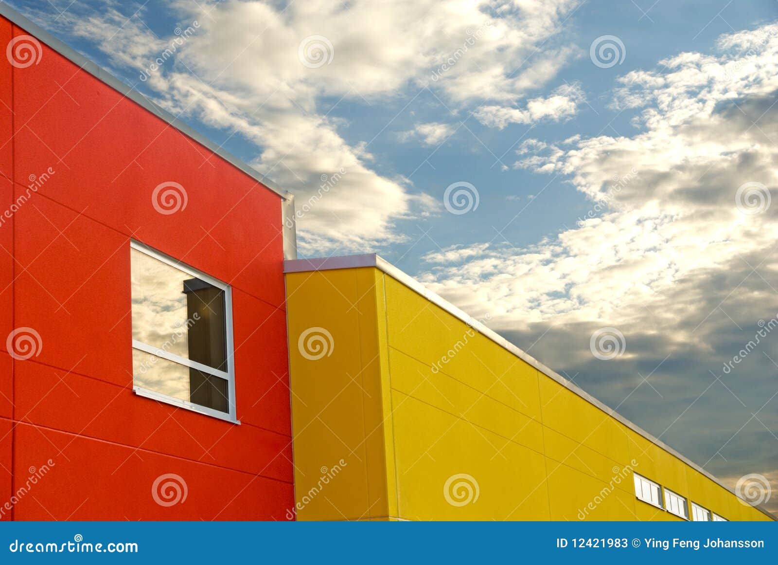 Red and yellow building stock image. Image of industrial - 12421983