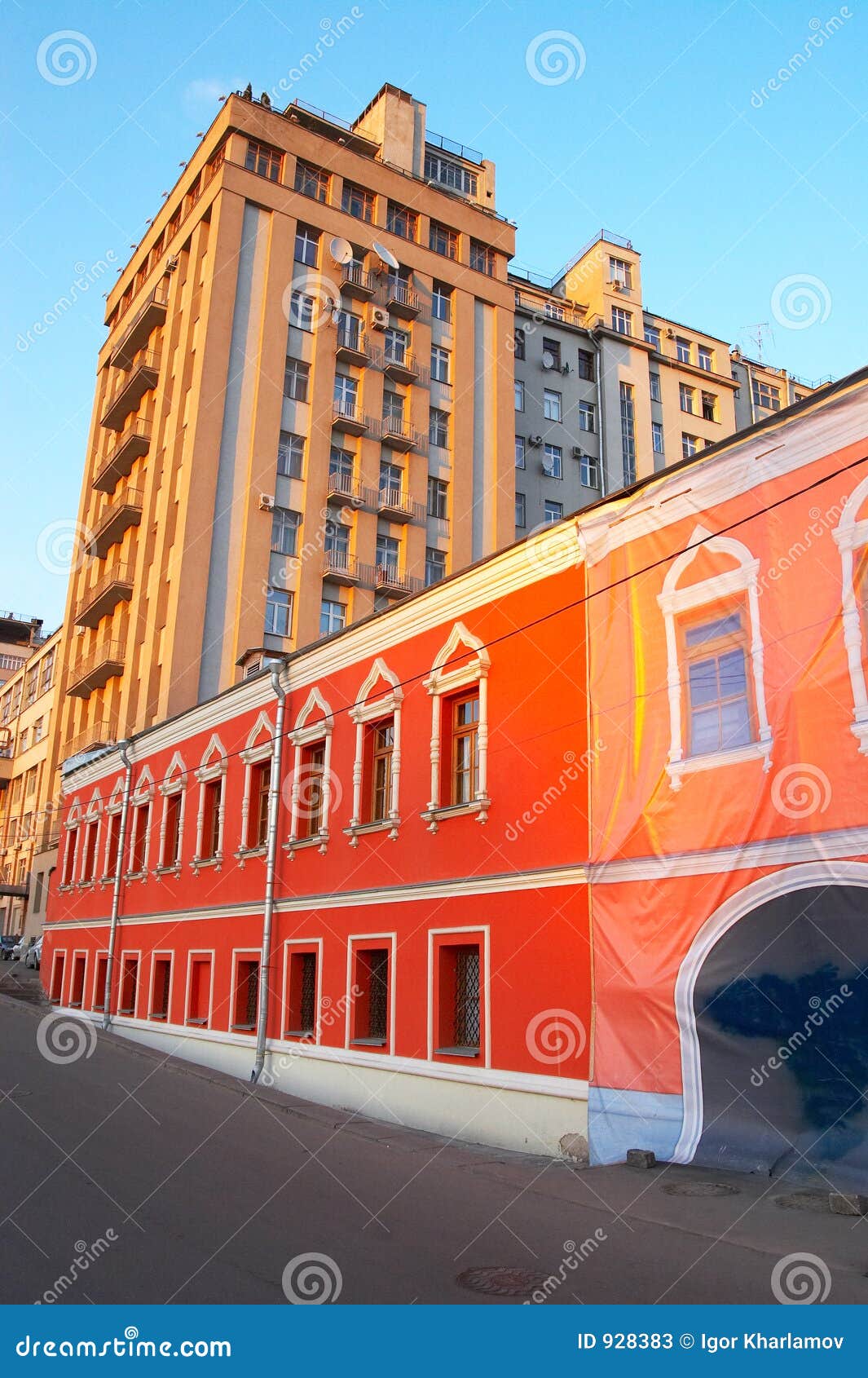 Red and yellow buildings. stock image. Image of moscow - 928383