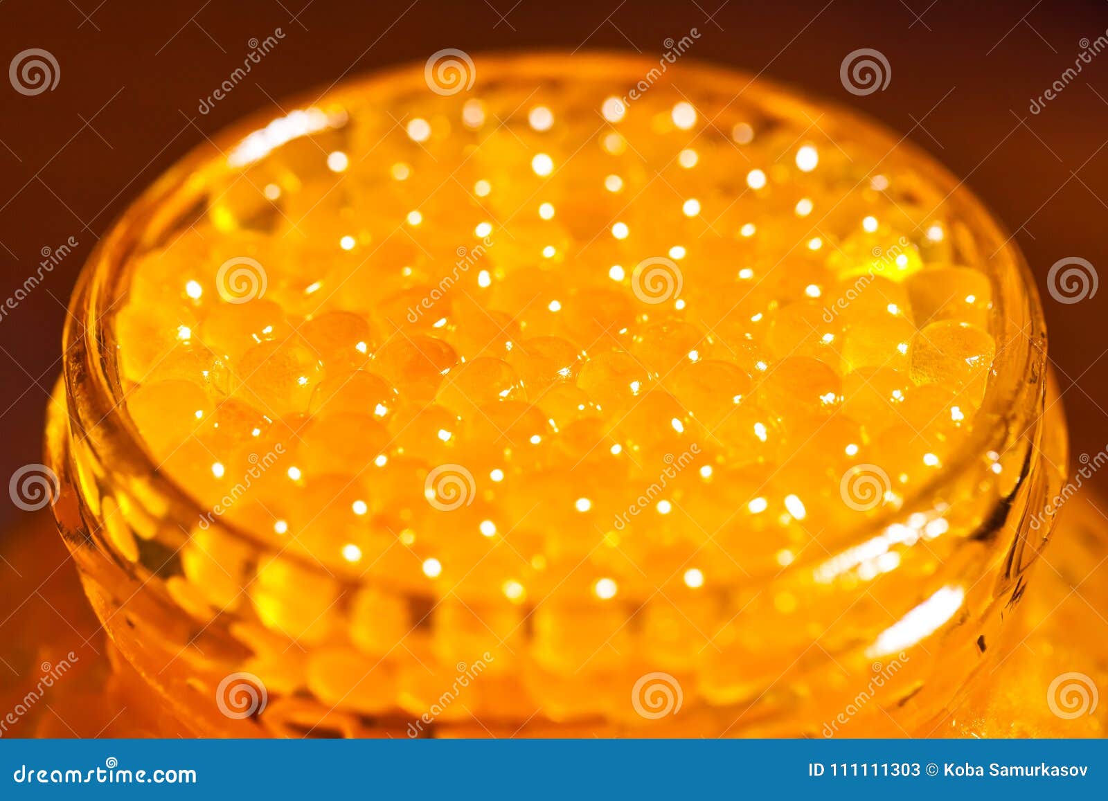 Red or Yellow Caviar in a Glass Jar Closeup Stock Image - Image of ...