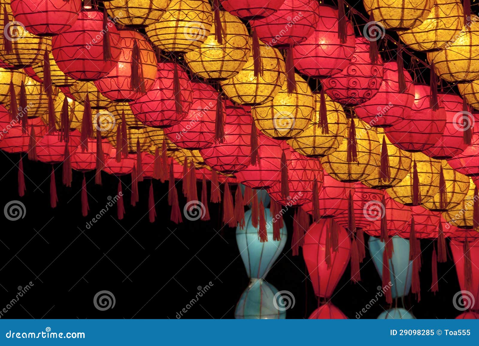 Red and Yellow Chinese Lanterns. Stock Image - Image of light, group ...