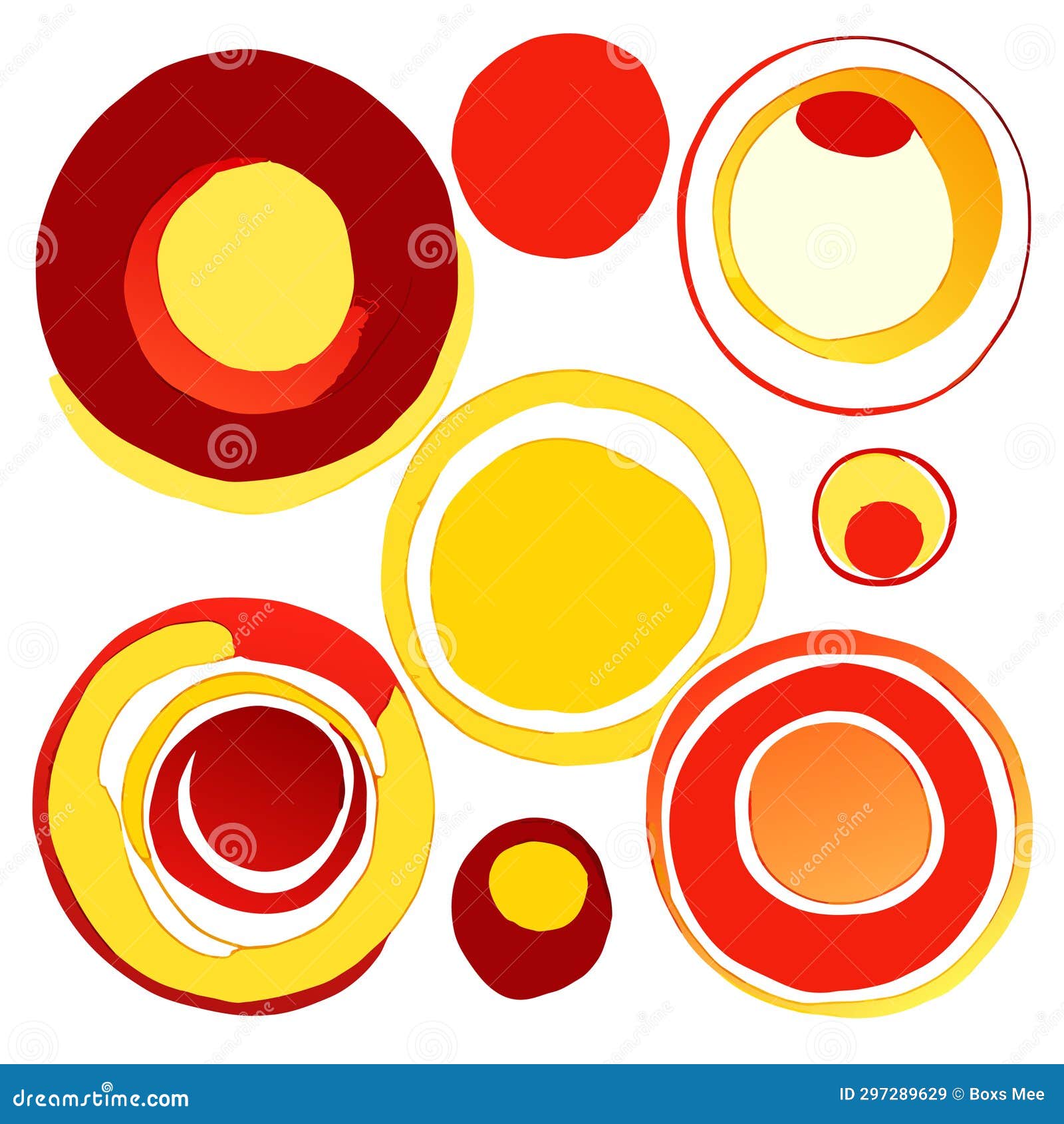 Red and Yellow Circles in a Circle Shape. Abstract Background. Vector ...