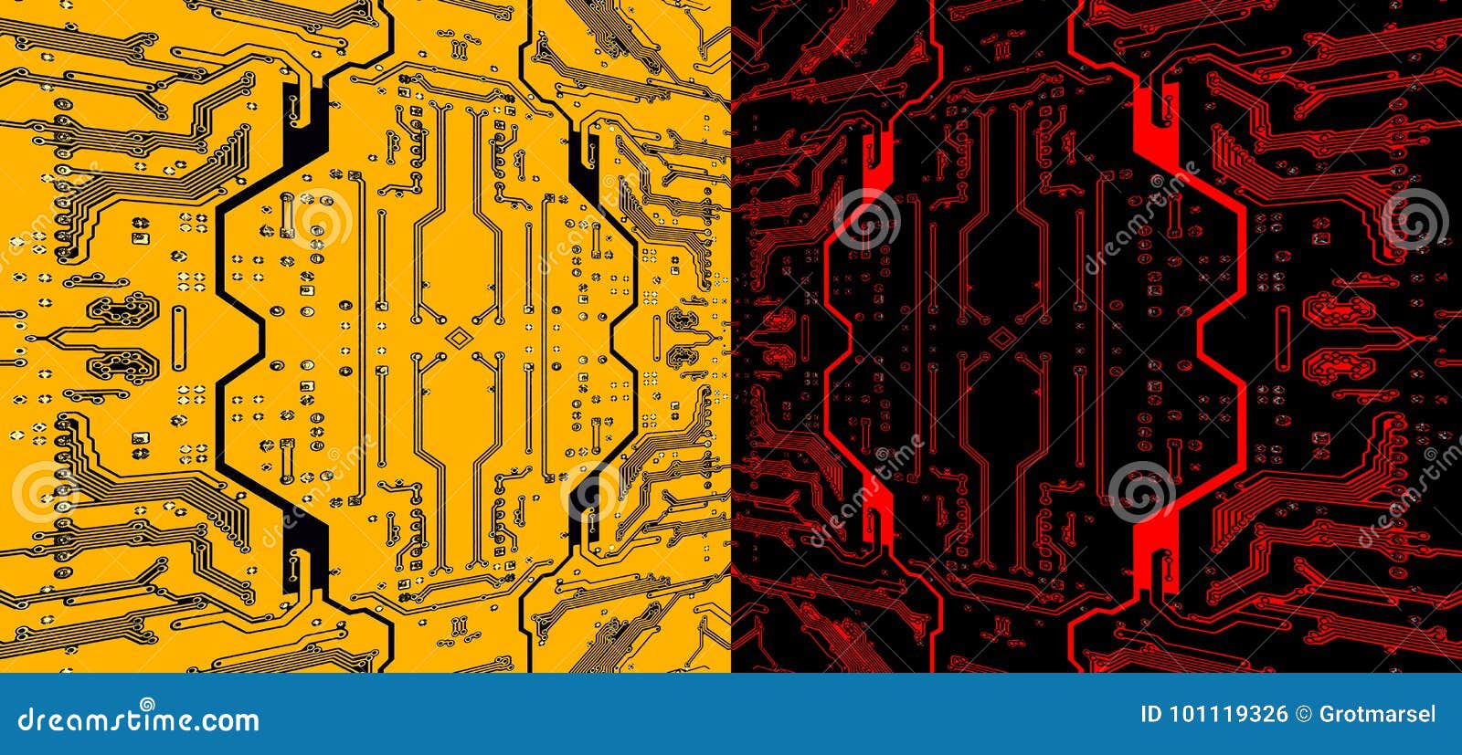 Red and Yellow Circuit Board Pattern.Abstract Technology Background ...