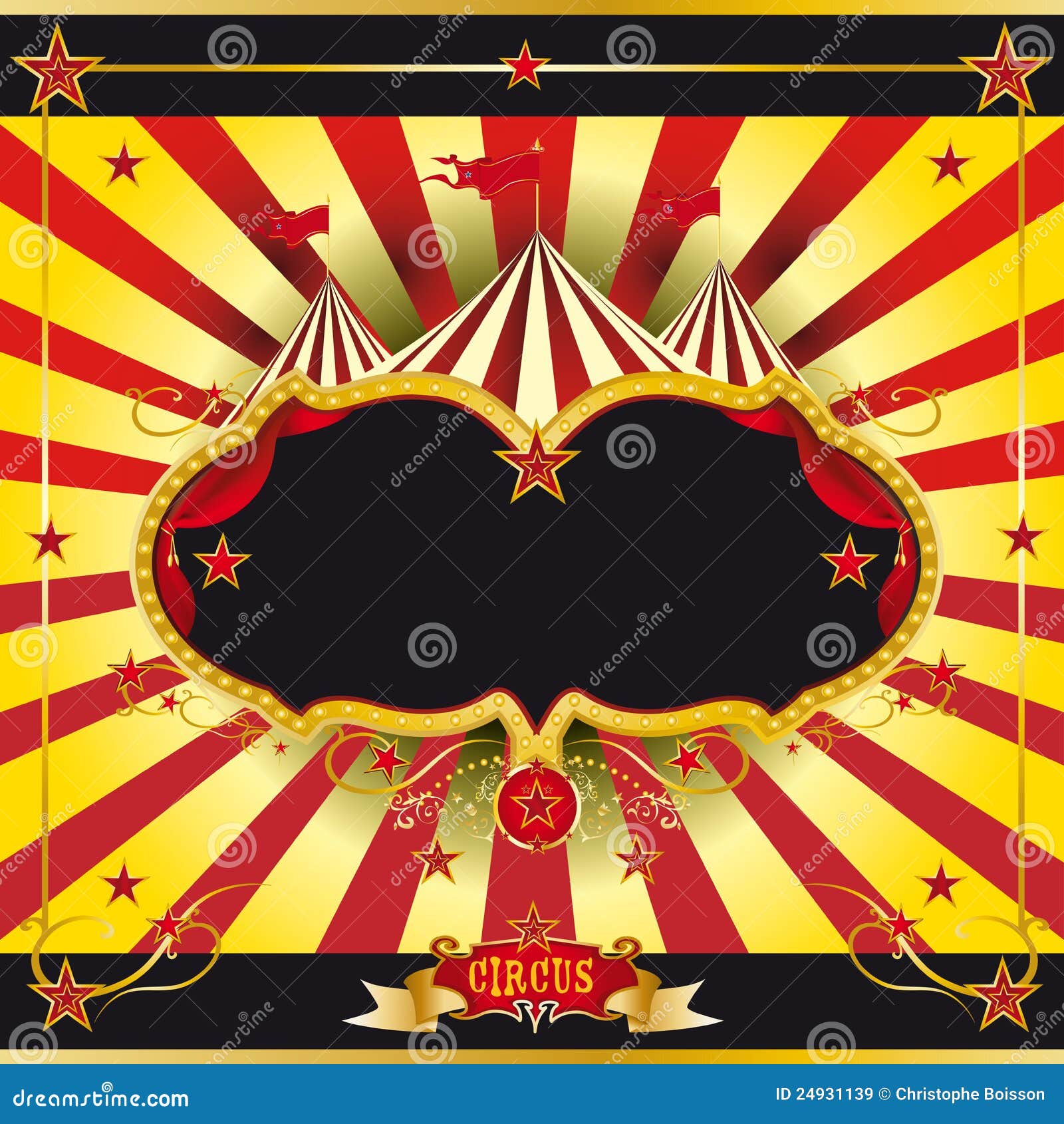 Red And Yellow Circus Leaflet Cartoon Vector | CartoonDealer.com #24931139