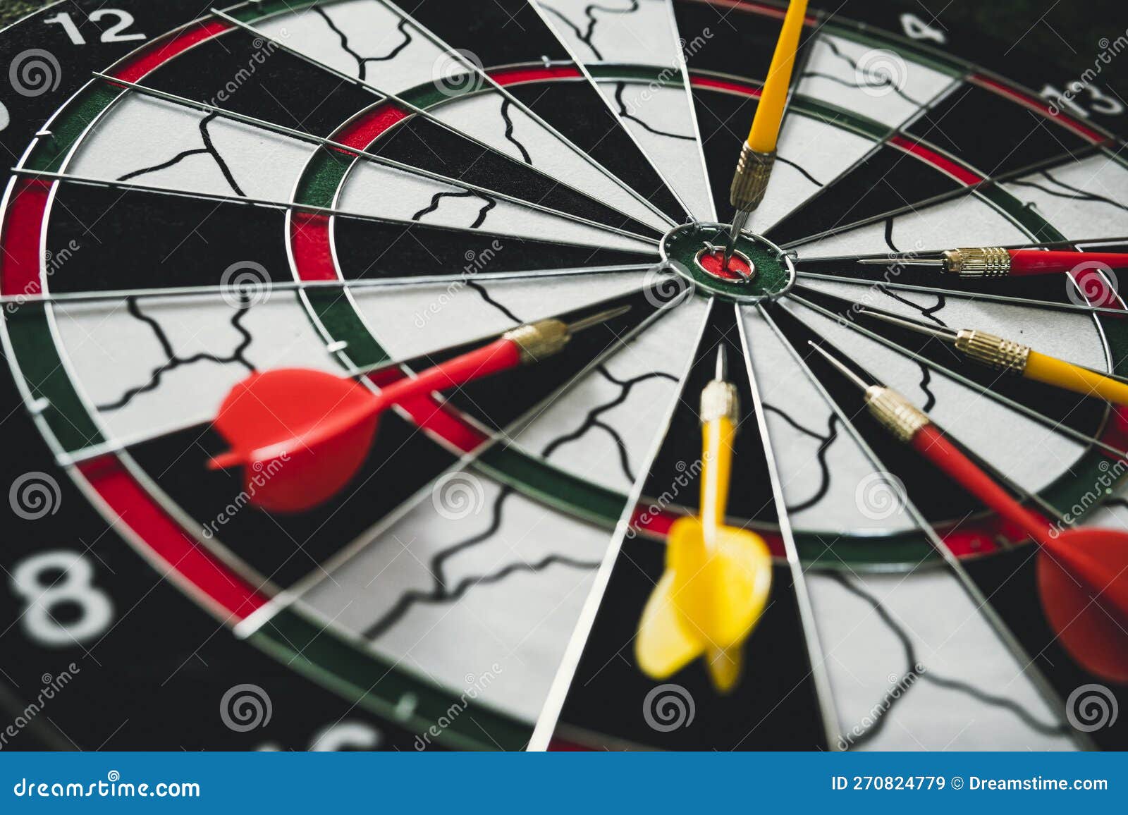 Red and Yellow Dart on Target Board Right Frame. Yellow and Red Darts ...