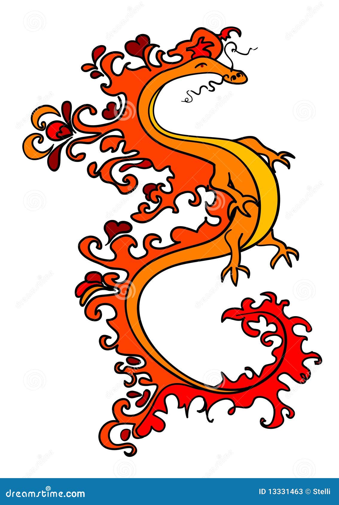Red and yellow dragon stock vector. Illustration of single - 13331463