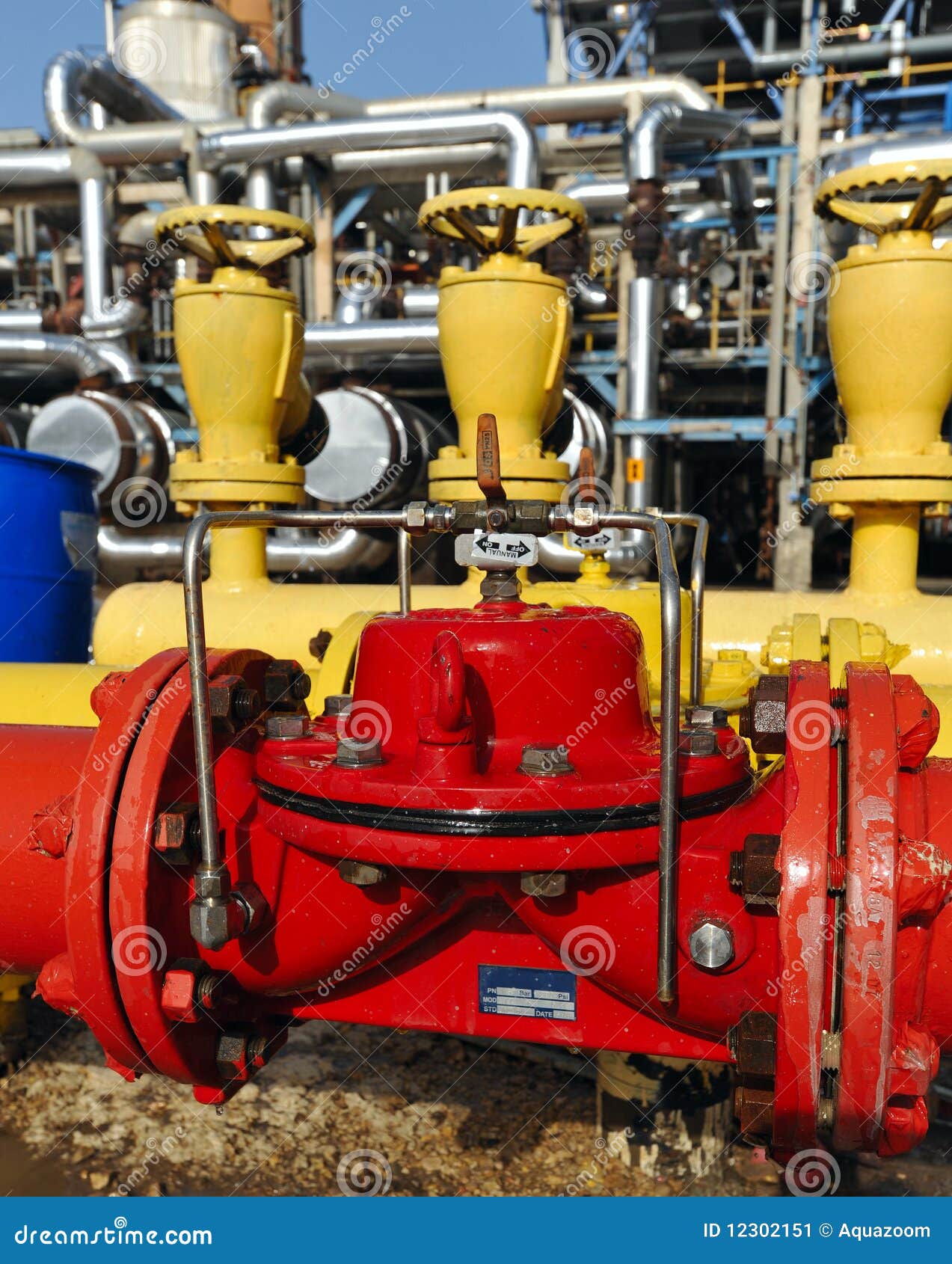 A Red and Yellow Fire Emergency Tap Stock Image - Image of refinery ...