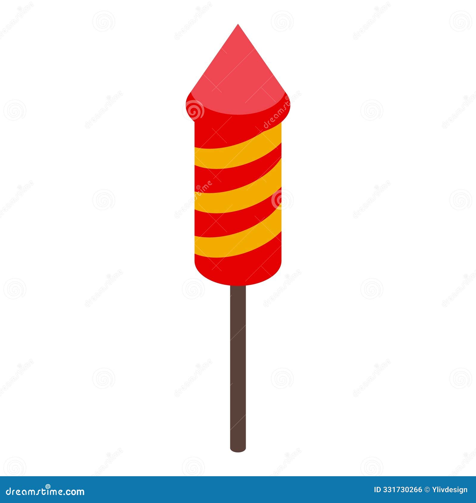 Red and Yellow Firework Rocket Standing on Wooden Stick Stock Vector ...