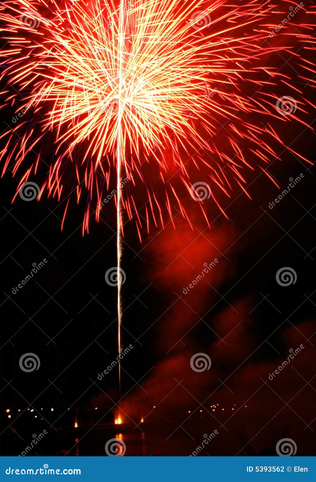 Red and Yellow Fireworks stock photo. Image of nighttime - 5393562