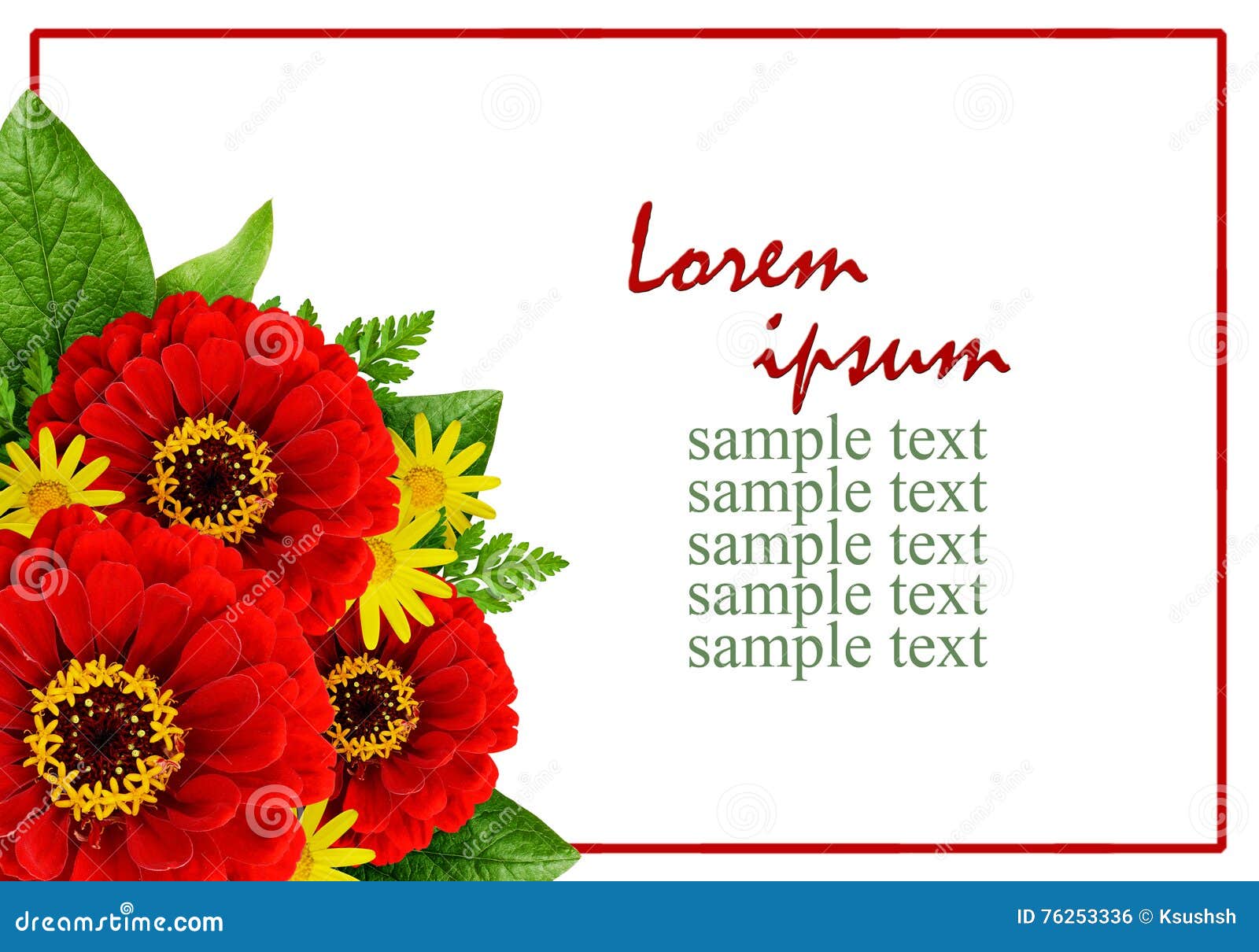 Red and Yellow Flowers Bouquet in a Corner and a Frame Stock Photo ...