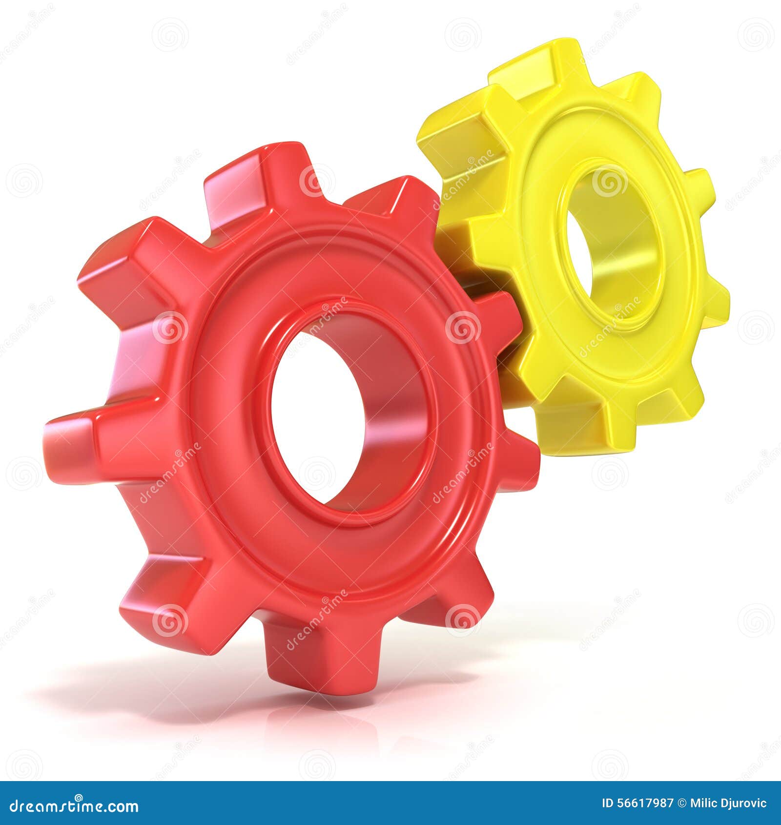 Yellow Gear Wheel Shape With Black Dot Center On Red Background Royalty ...