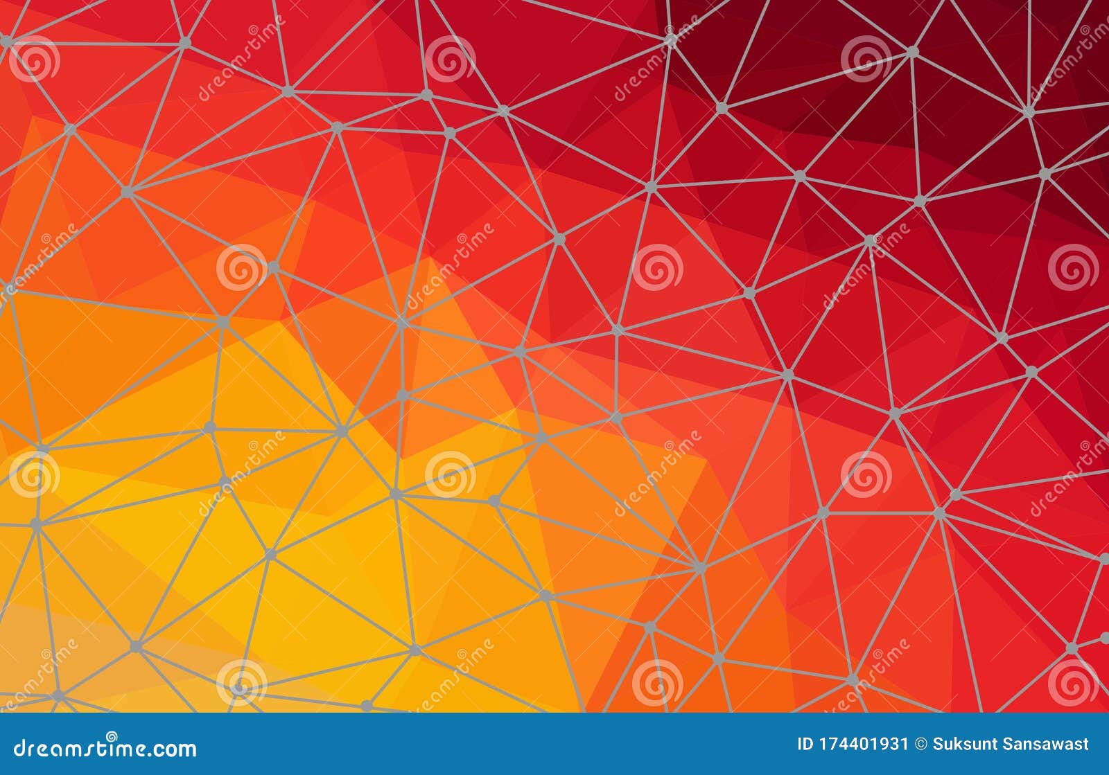 Red and Yellow Geometric Graphic Background Molecule and Communication ...