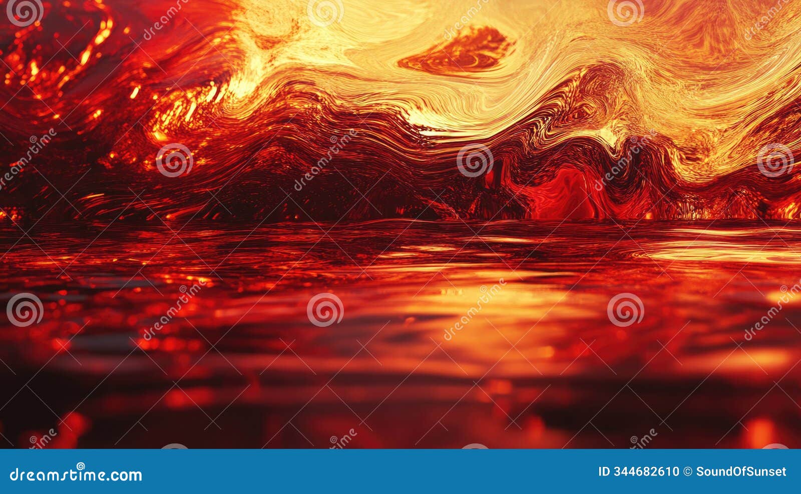 Red and Yellow Glossy Holographic Water Background. Texture with Smooth ...