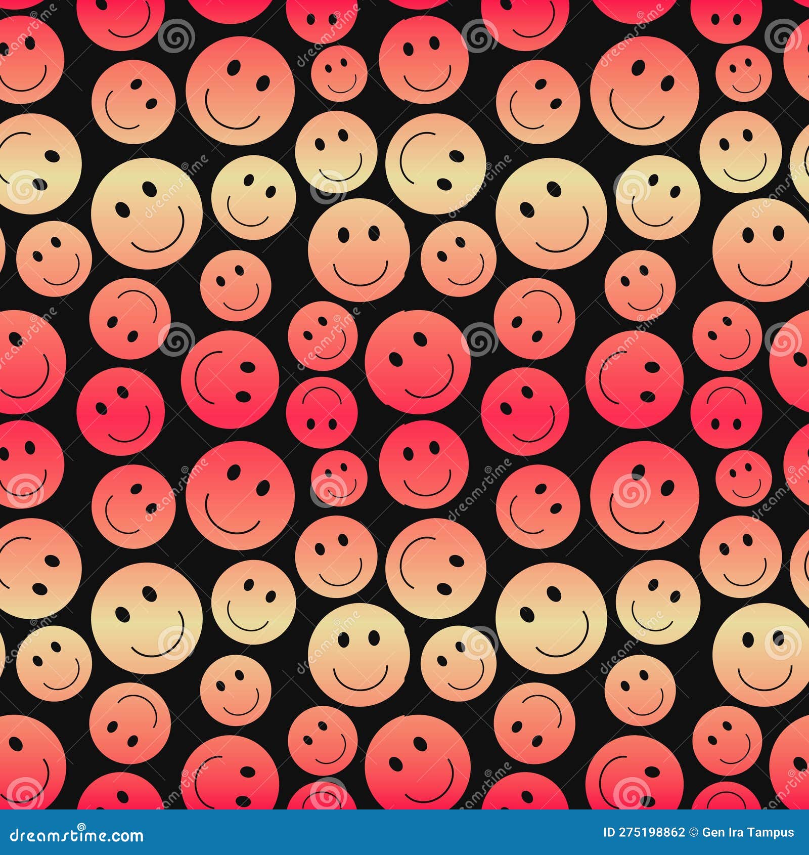 Red Yellow Gradient Smiley Emojis Wave Pattern Stock Vector ...