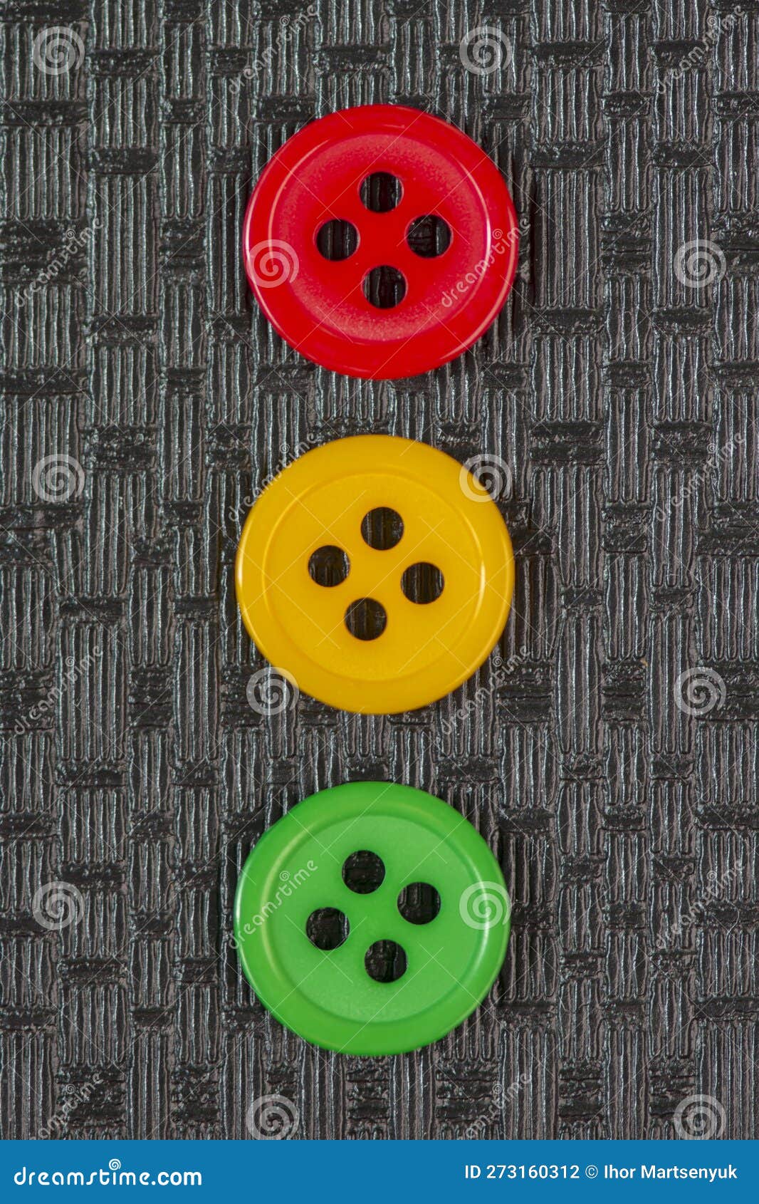 Red, Yellow and Green Cloth Buttons. Concept of Traffic Light Stock ...