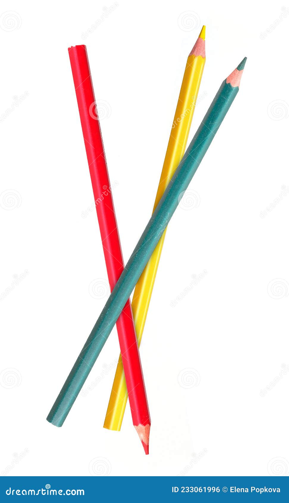 Red, Yellow and Green Pencils Isolated on a White Background Stock ...